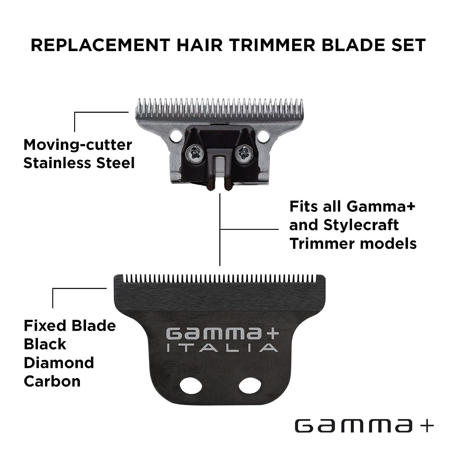 GAMMA+ Professional Grade Barber Trimmer Blades Set - Black Diamond ...