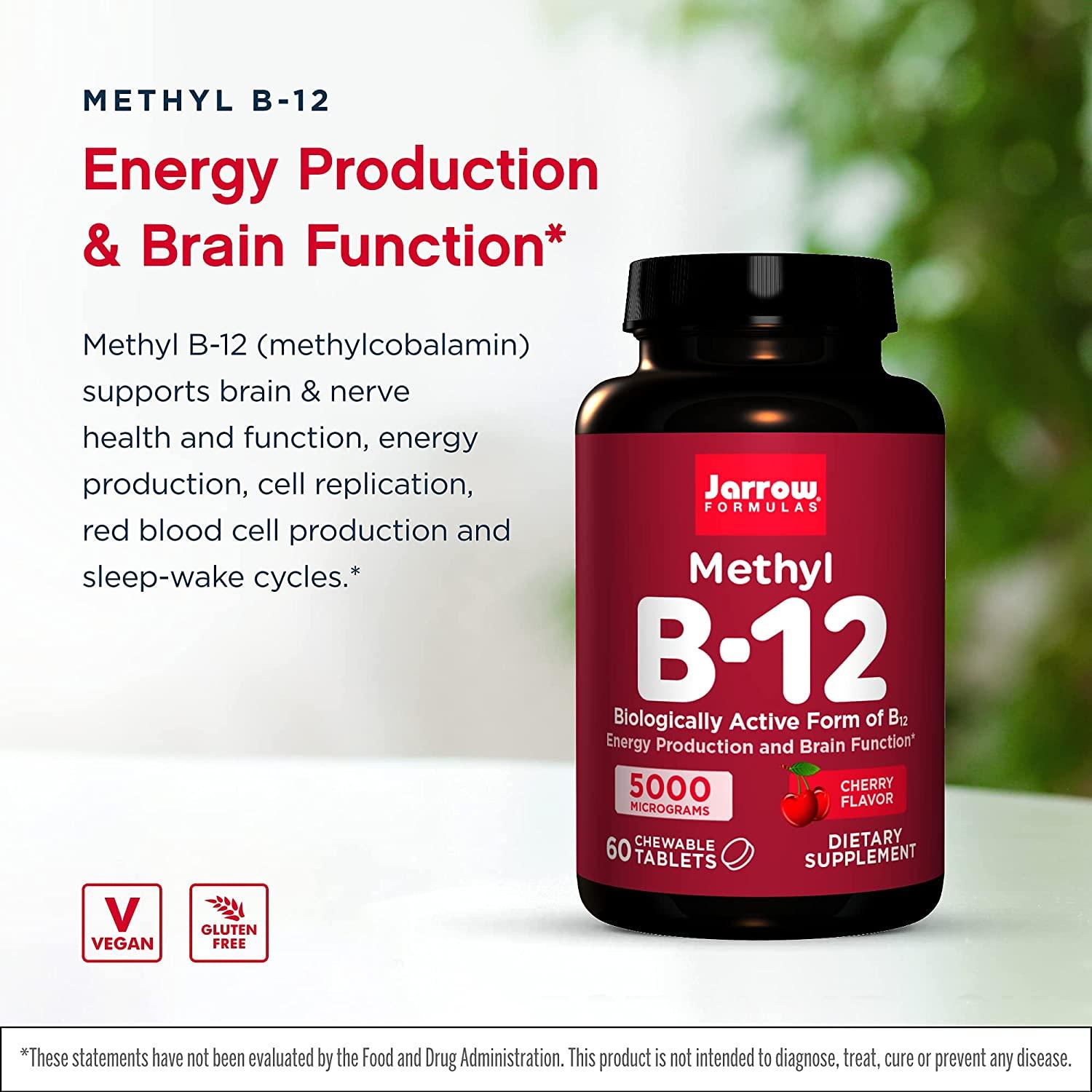 Jarrow Formulas Methyl B-12 Cherry Flavor - 60 Lozenges | Boost Energy ...