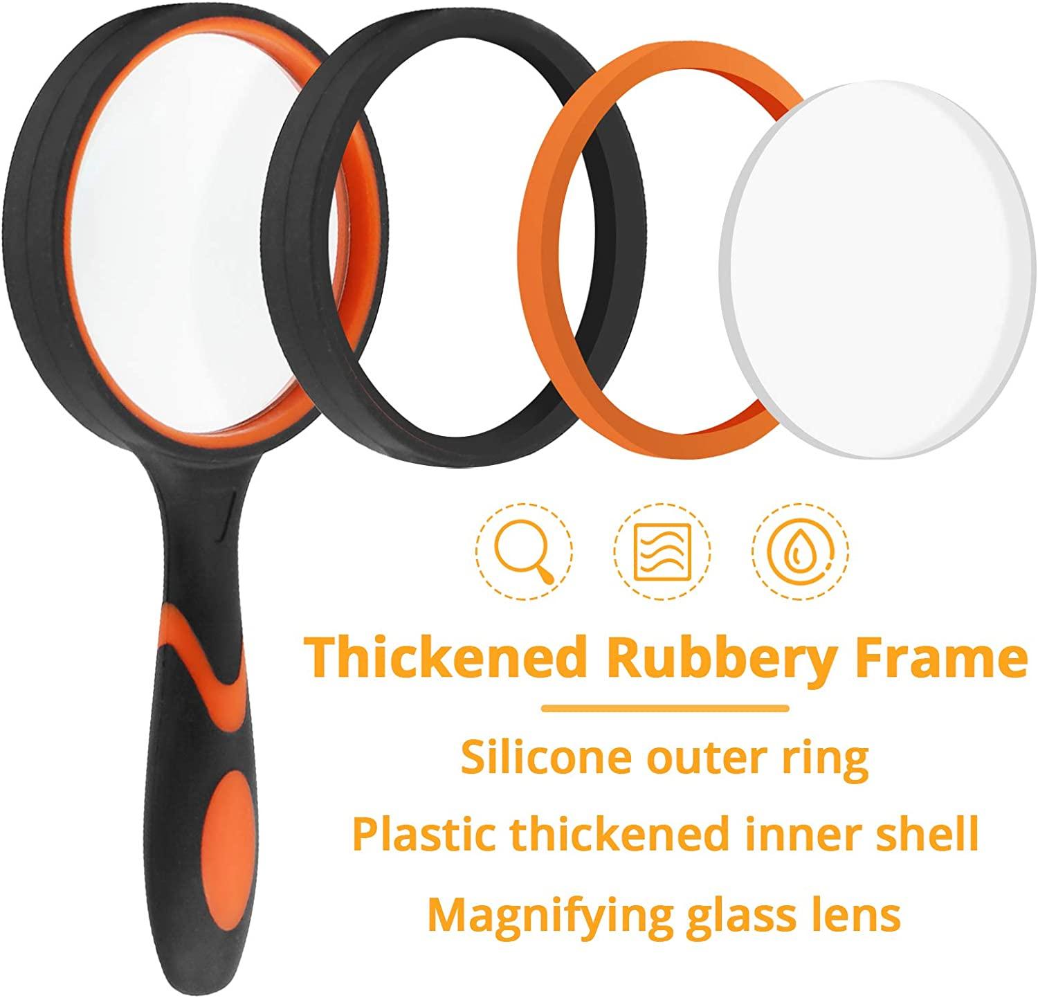 MJIYA 8X Handheld Magnifying Glass for Kids and Seniors - Non-Scratch ...