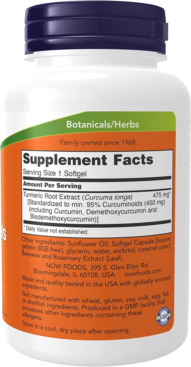Now Foods Curcumin Softgels - 120 Count | High Potency Turmeric ...