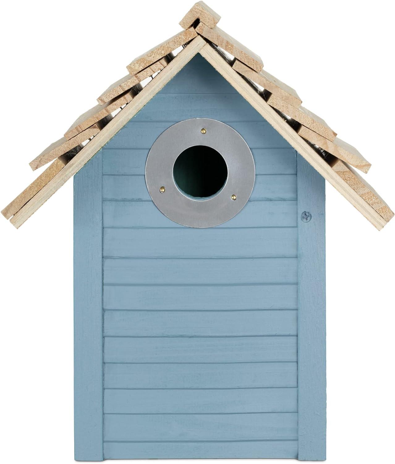 Navaris Wooden Bird House - Garden Nesting Box for Small Birds - Pine ...