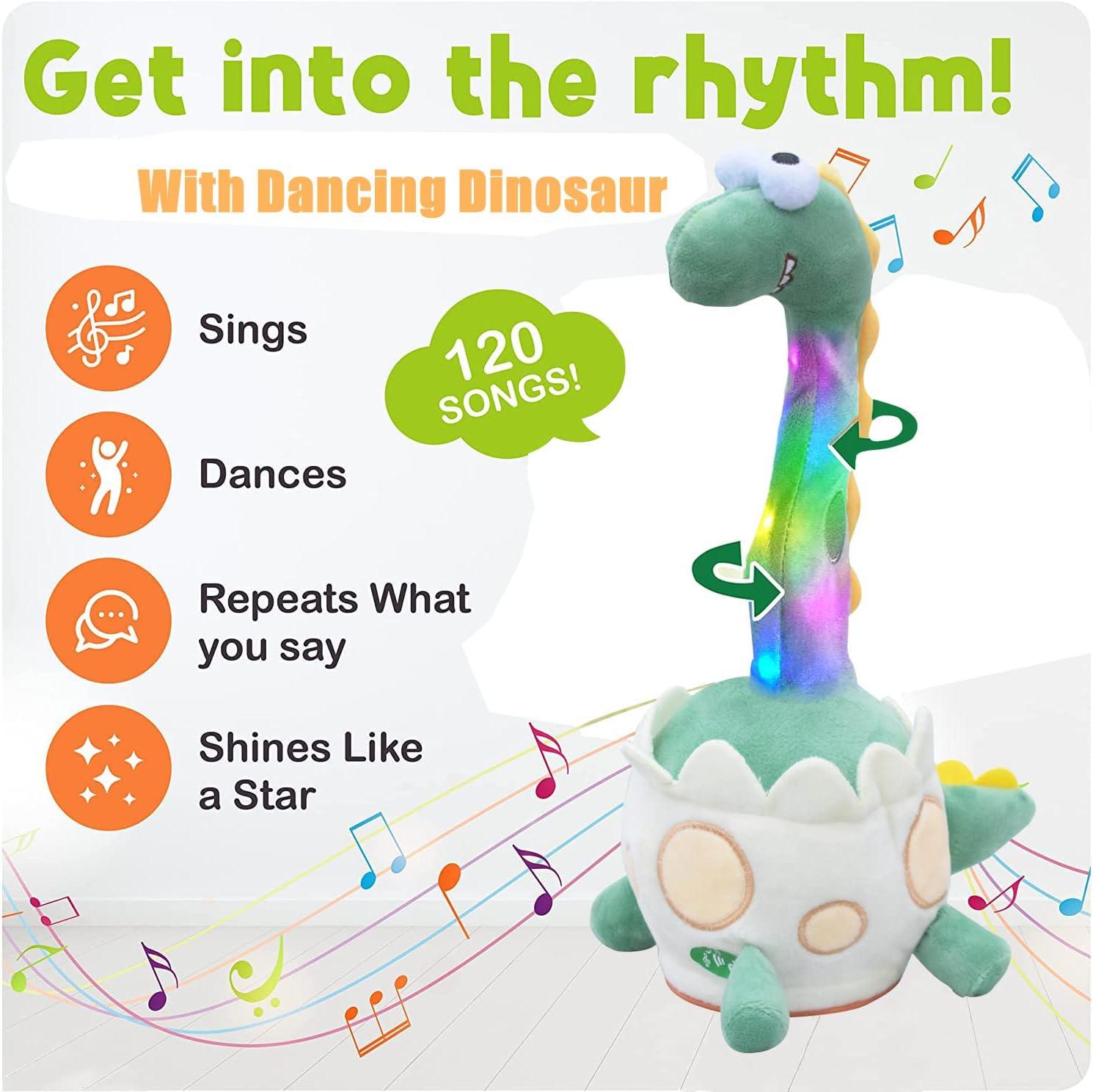 Dancing Cactus Dinosaur Toy | Interactive Talking Dino for Kids ...