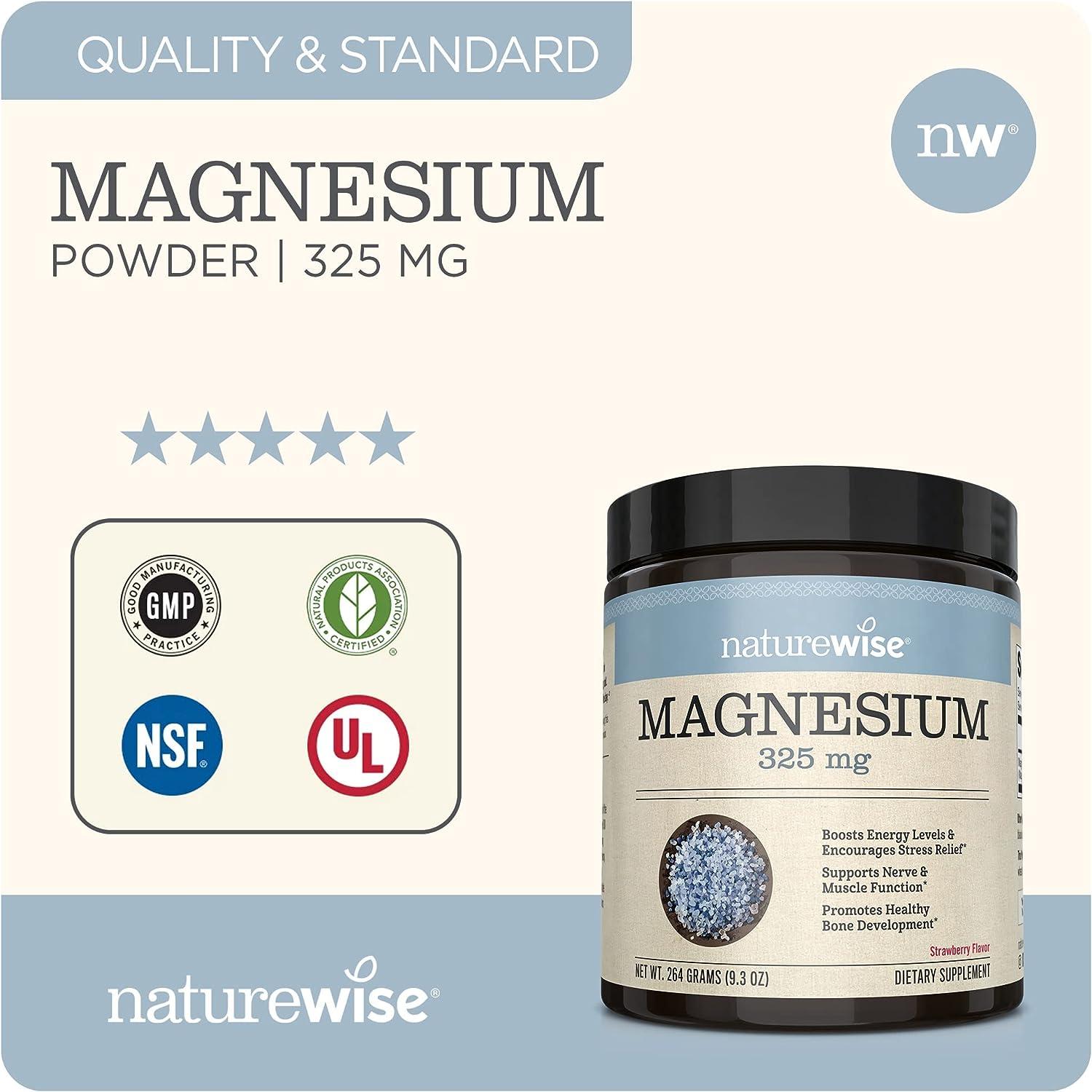 NatureWise Magnesium Powder - Nerve & Energy Support - 264g (2+ Month ...