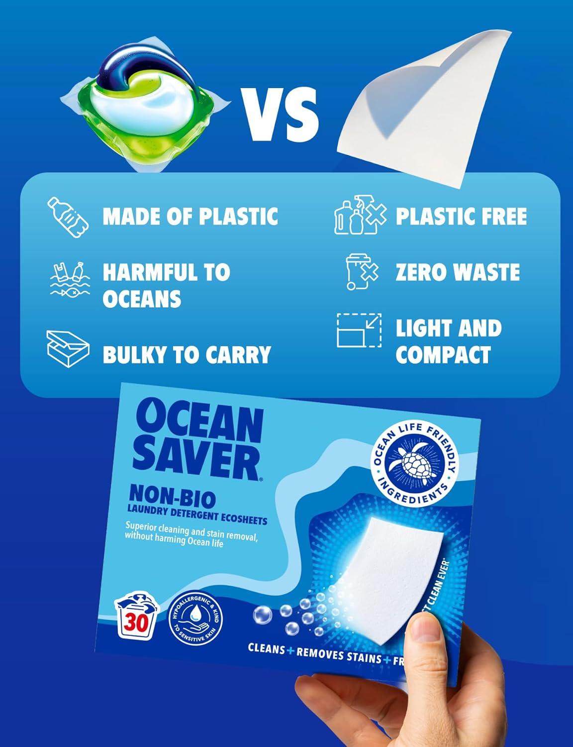 OceanSaver Eco Laundry Detergent Sheets - 120 Loads | Non-Bio ...
