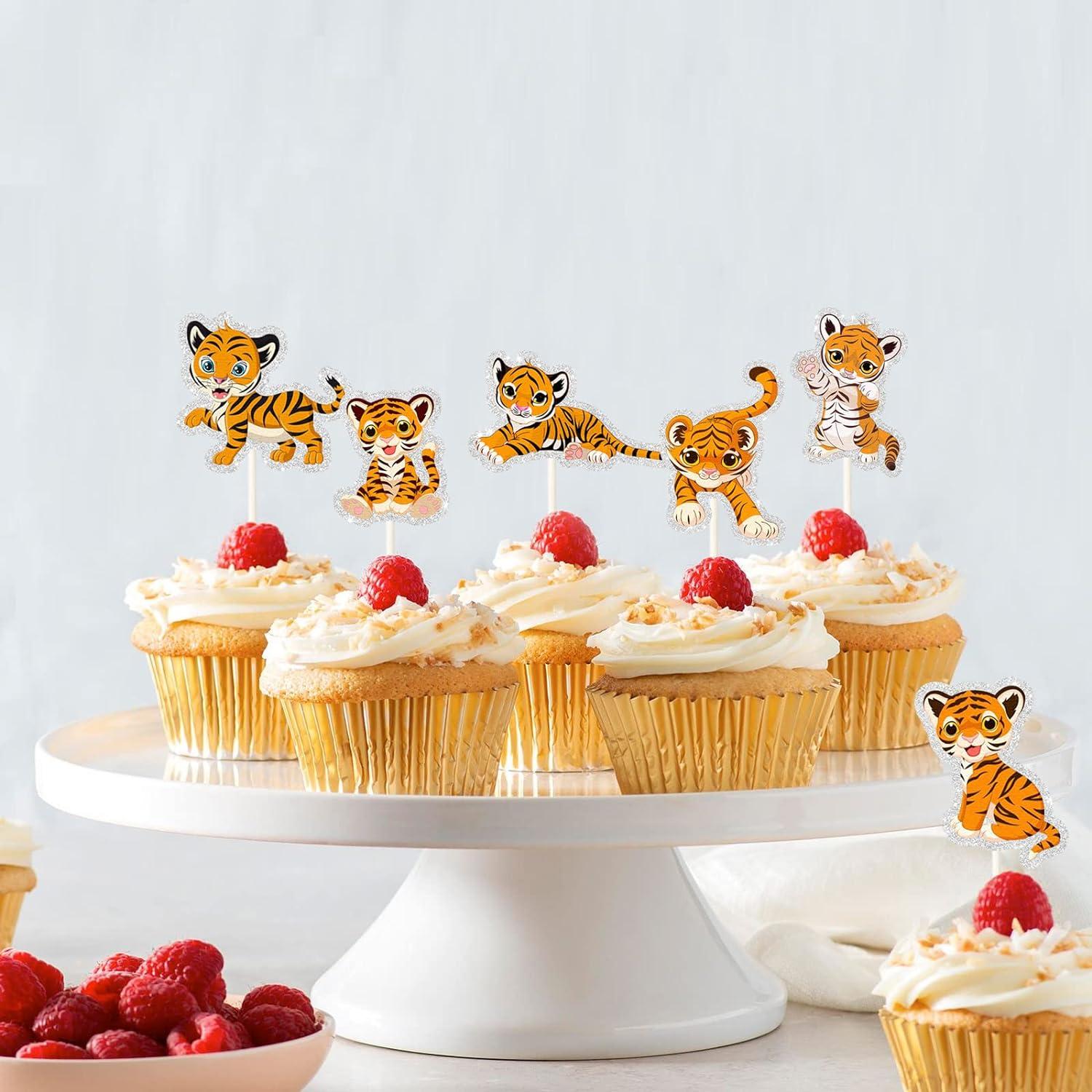 Tiger Cupcake Topper Wild Tiger Animal Dessert Cake Topper - Wildlife ...