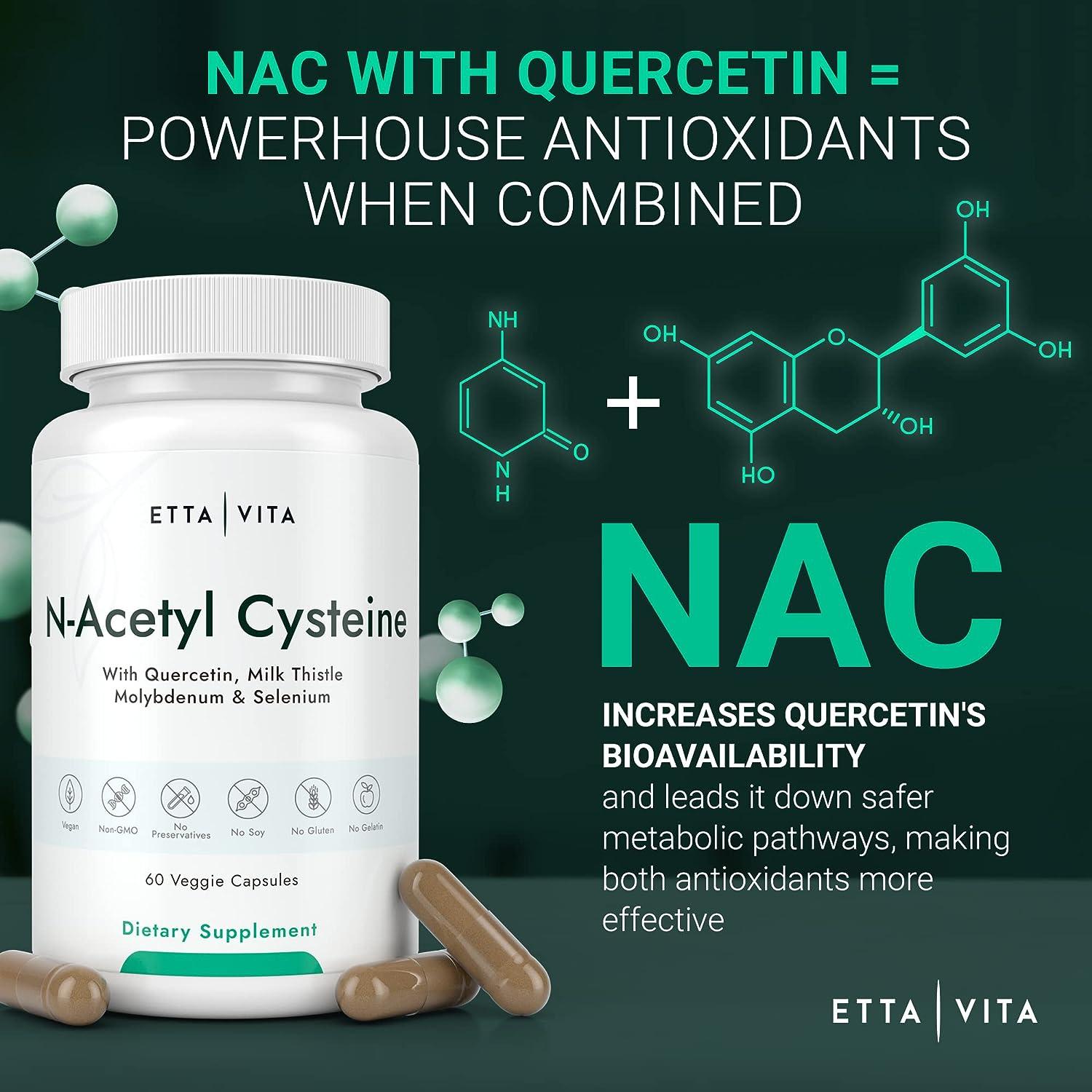 Anti-Aging NAC Supplement N-Acetyl Cysteine 600mg with Quercetin, Milk ...