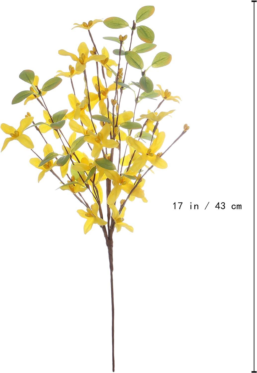 LLZLL 6 Pack 17IN Yellow Forsythia Flower Picks - Spring Floral Stems ...