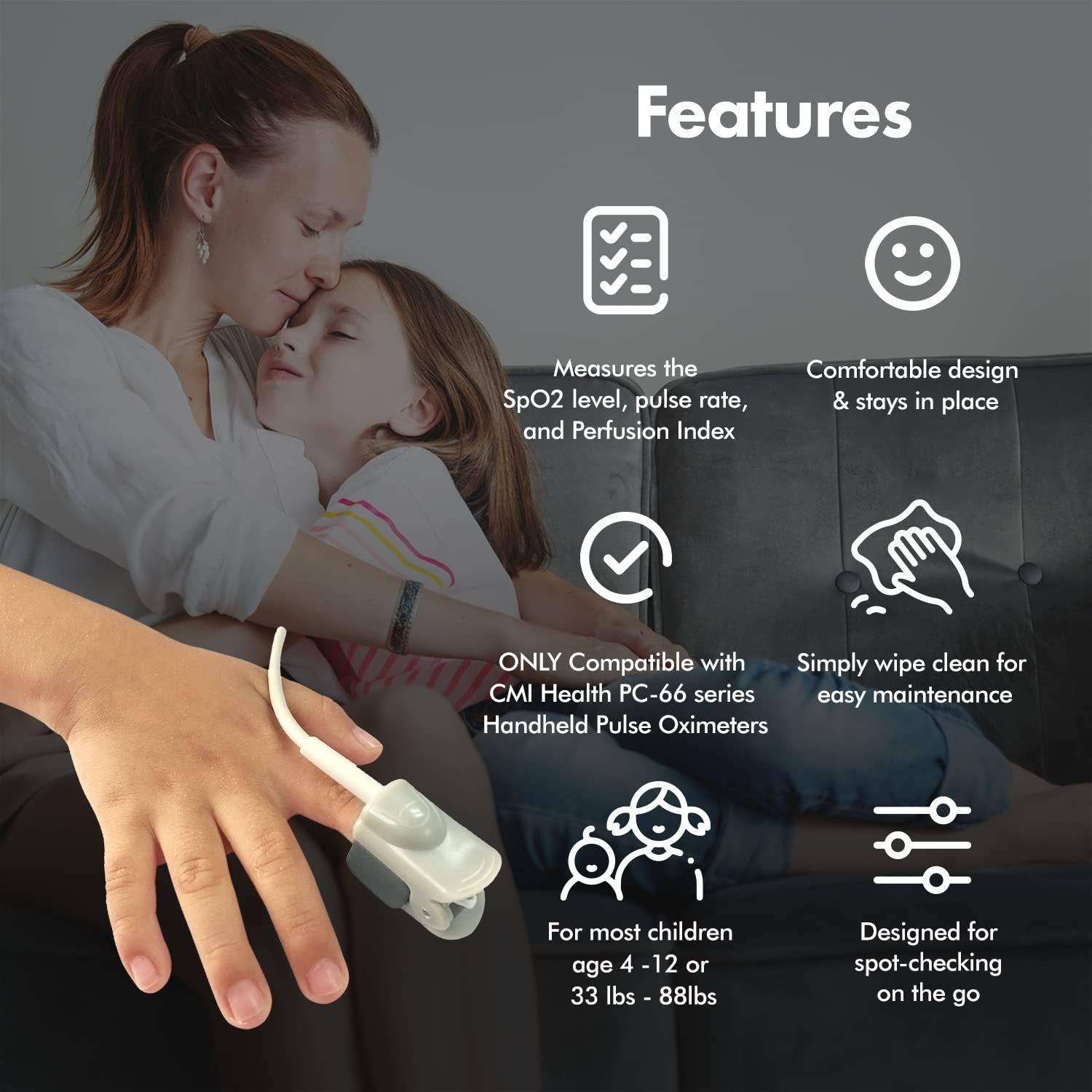 CMI Health Pediatric SpO2 Finger Clip Sensor for Children - Compatible ...