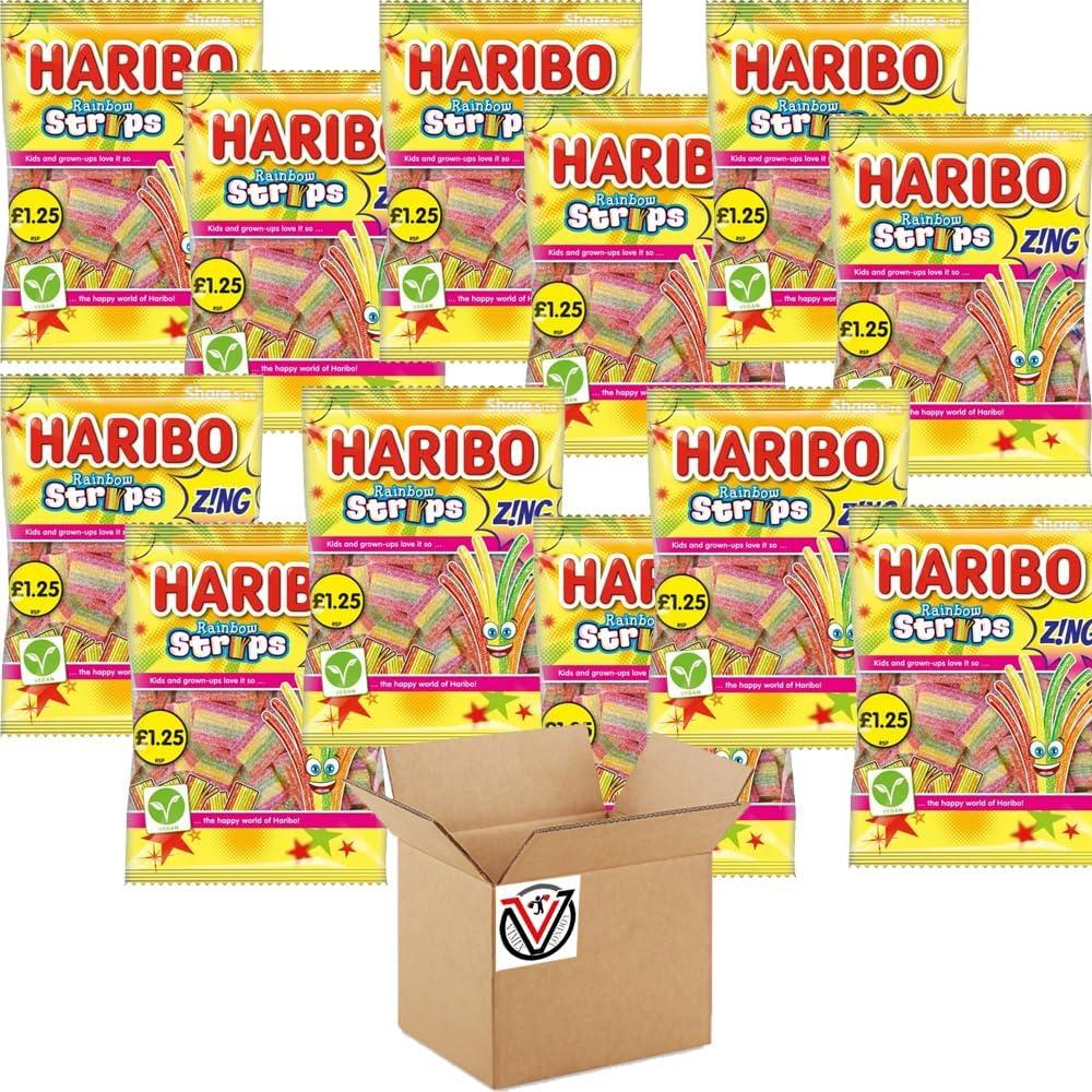 12 x Rainbow Strips Z!NG 130g 1.25 PMP - Sour Fruit Flavour Gummy ...