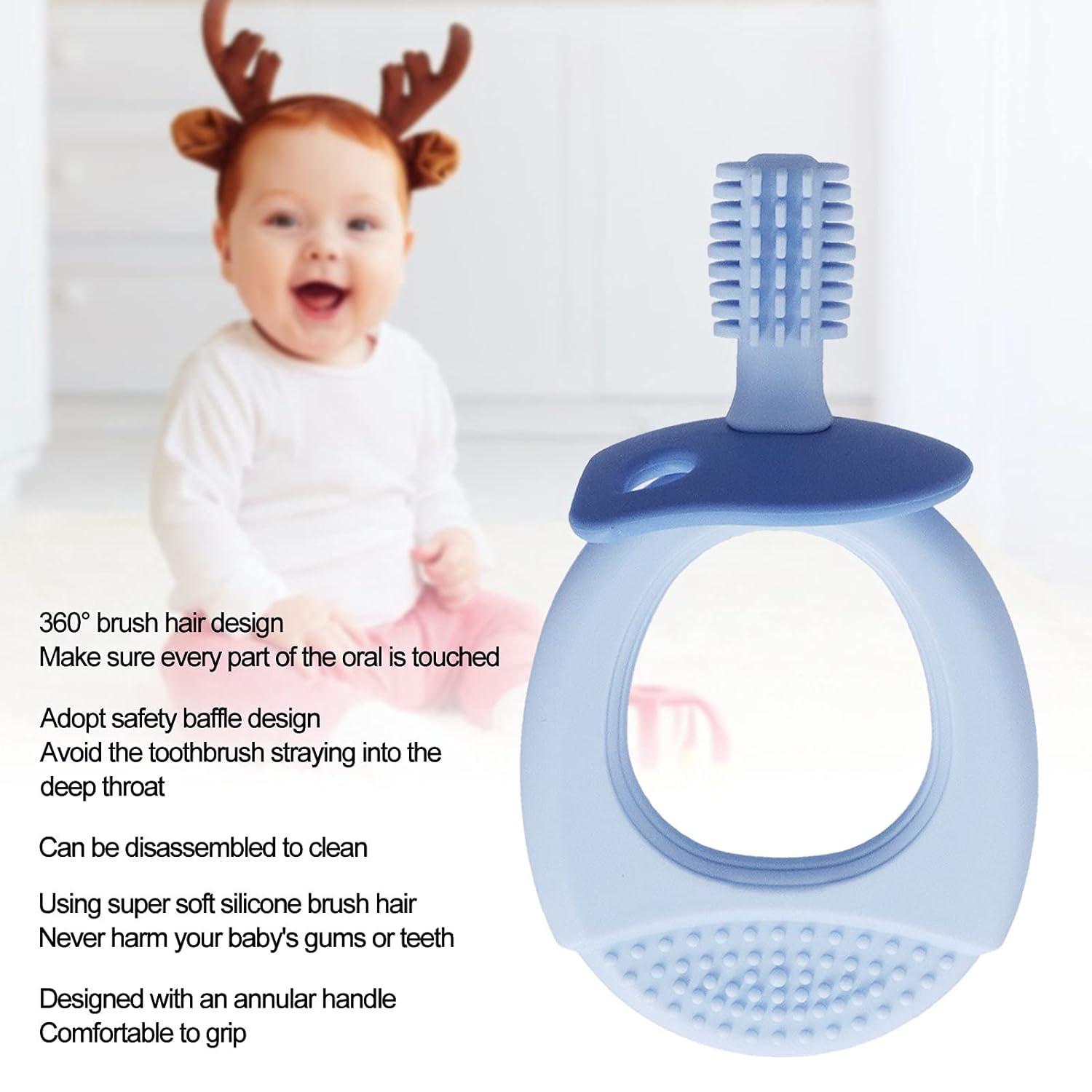 Soft Silicone 360 Baby Toothbrush & Teether for Infants Toddlers & Kids ...
