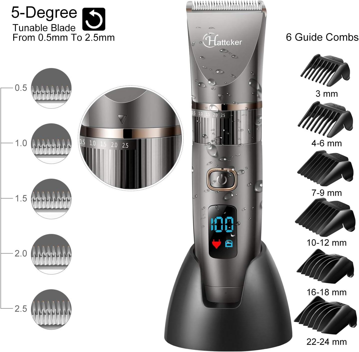 Hatteker Professional Hair Clipper Cordless Trimmer Kit for Men - 14 ...