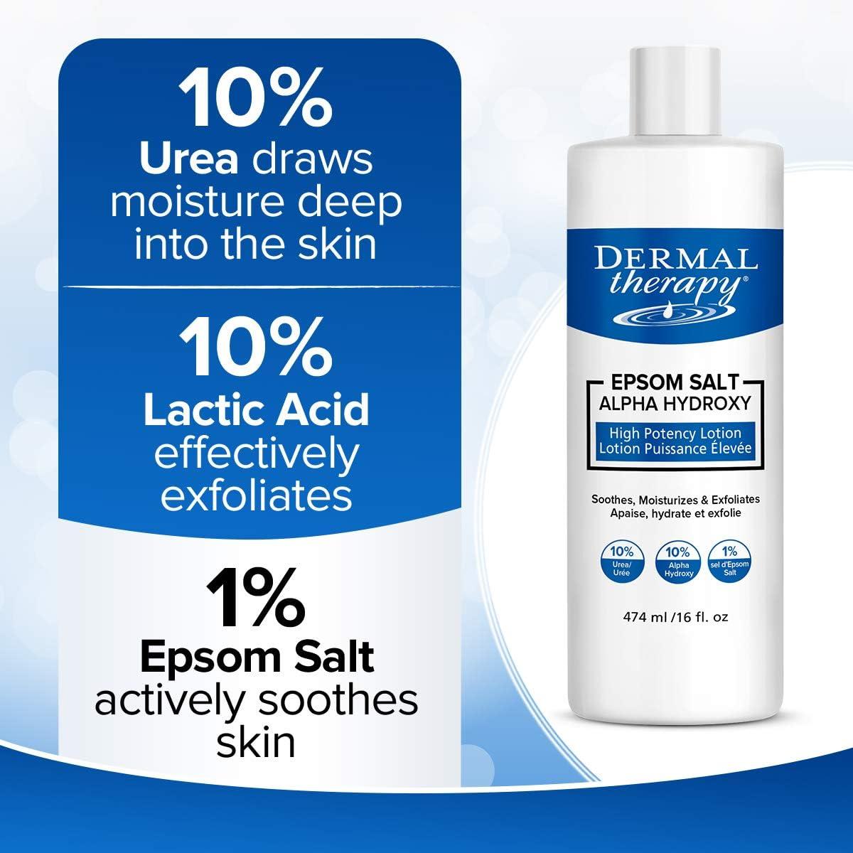 High Potency Epsom Salt Lotion | Moisturizing, Exfoliating, and Soothing Treatment | 10% Urea ...