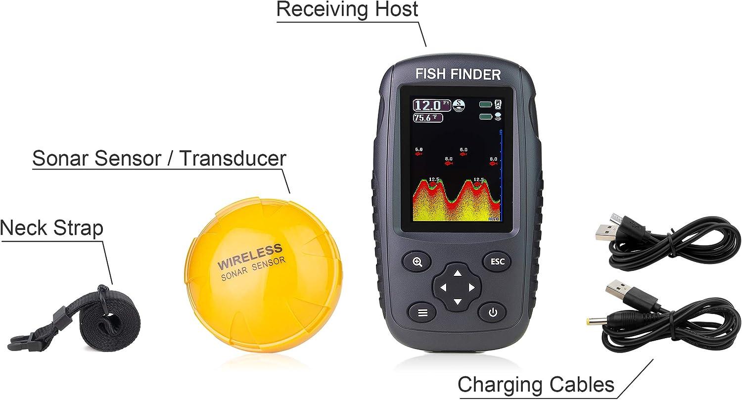 Venterior Portable Rechargeable Fish Finder with Wireless Sonar Sensor ...