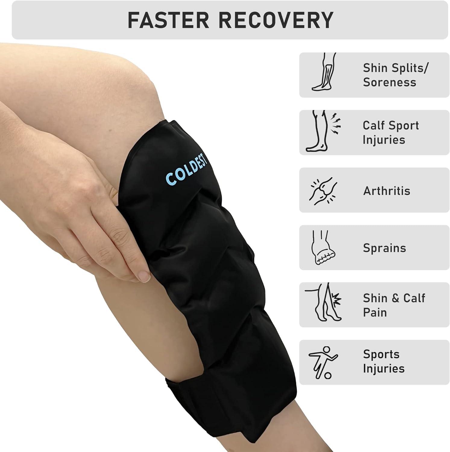 Coldest Shin Splints Relief Ice Pack Therapy - Gel Reusable Compression ...