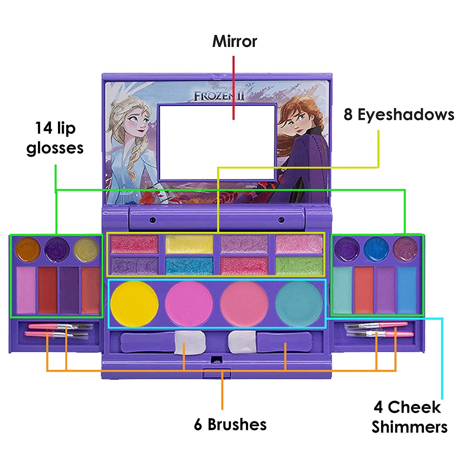 Disney Frozen 2 Cosmetic Compact Set | 14 Lip Glosses, 4 Body Shines, 6 ...