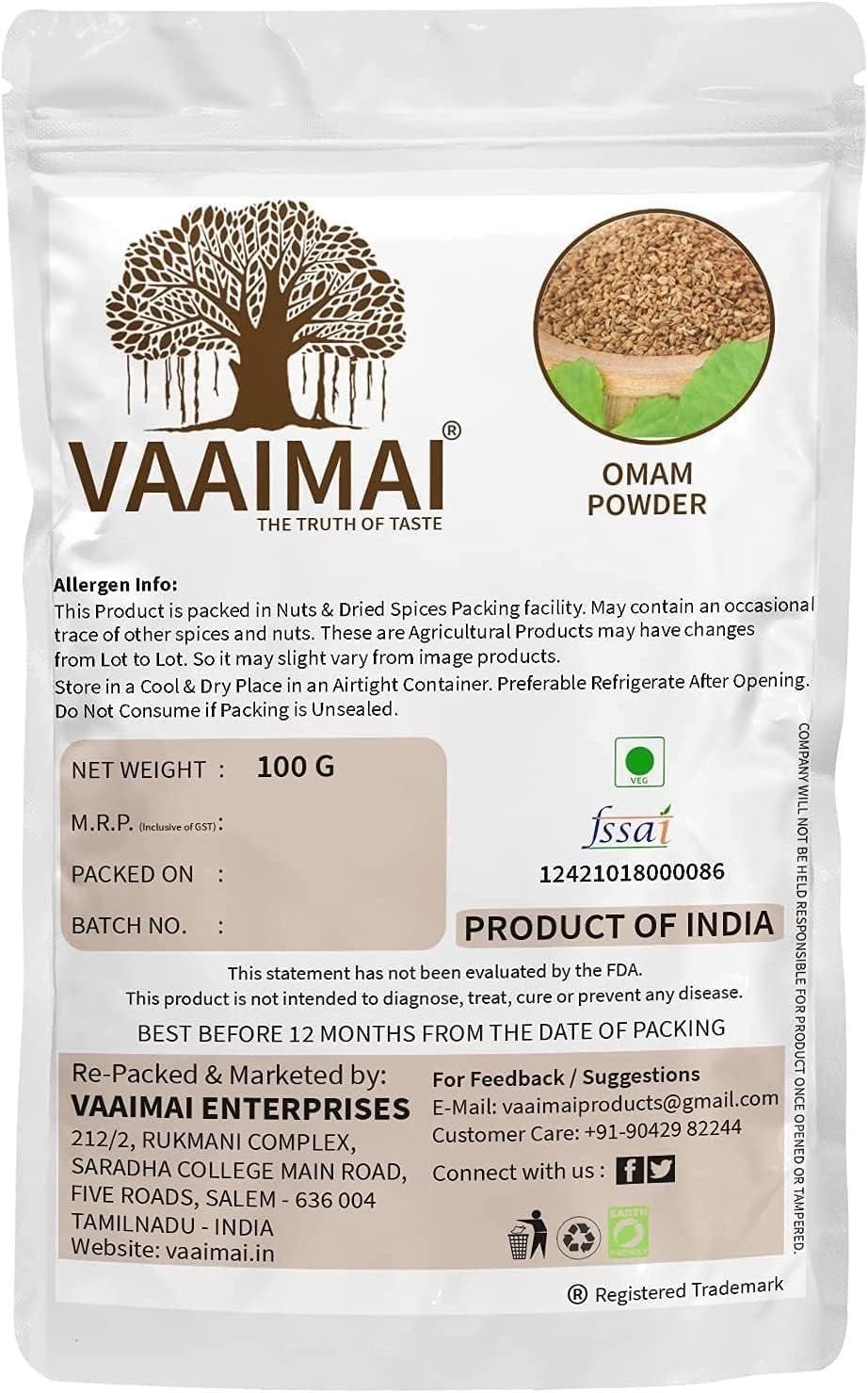 CROW VAAIMAI Omam Powder/Ajwain/Carum Copticum 100g