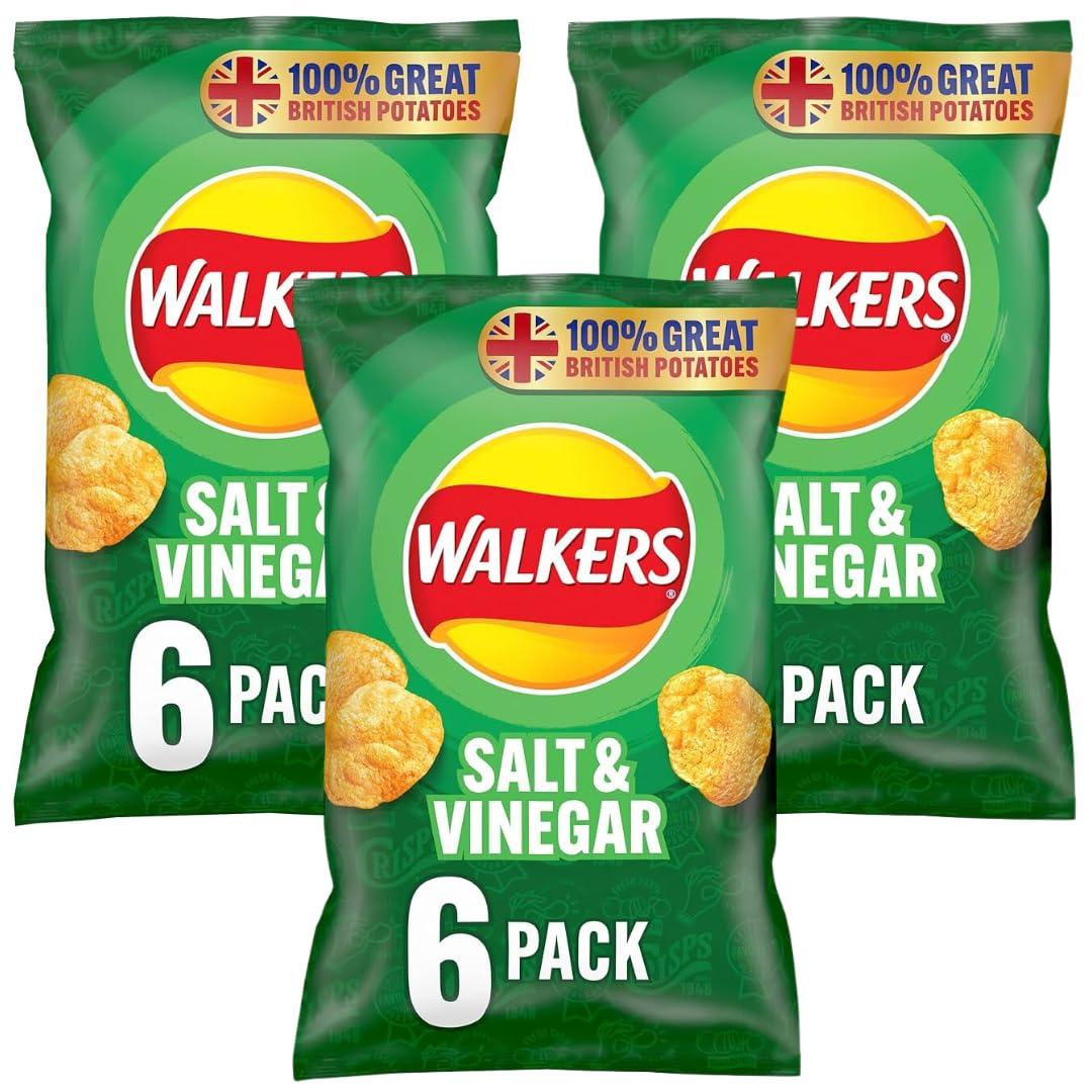 Crisps Bundle with Walkers Salt & Vinegar Multipack Crisps 6x25g (3 ...