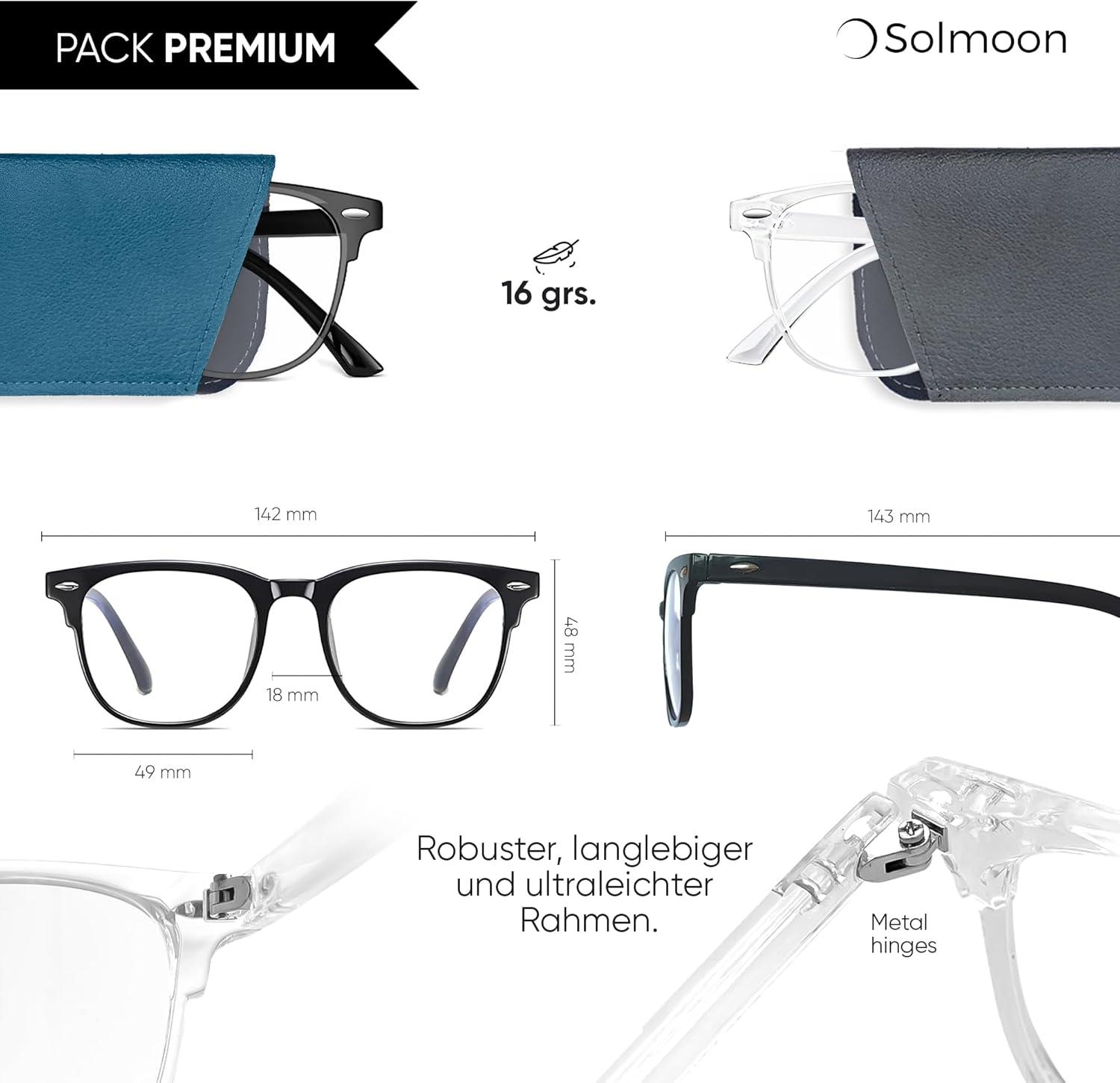 Buy Solmoon Blue Light Filter Glasses for Men & Women - Premium Round Transparent Computer ...