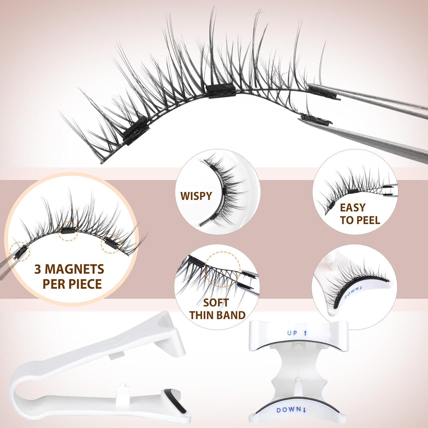 Natural Magnetic Eyelashes - Reusable, Soft Magnet False Lashes with ...