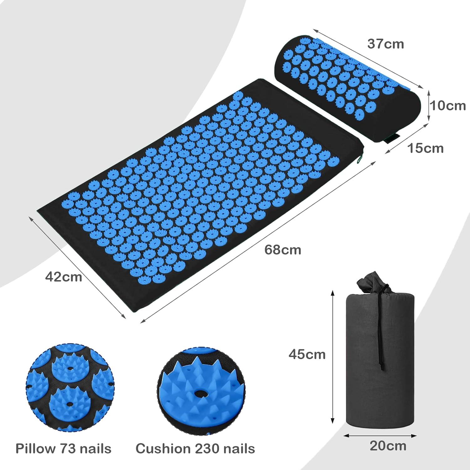 Acupressure Set - Ultimate Acupressure Mat with Pillows for Neck & Back ...