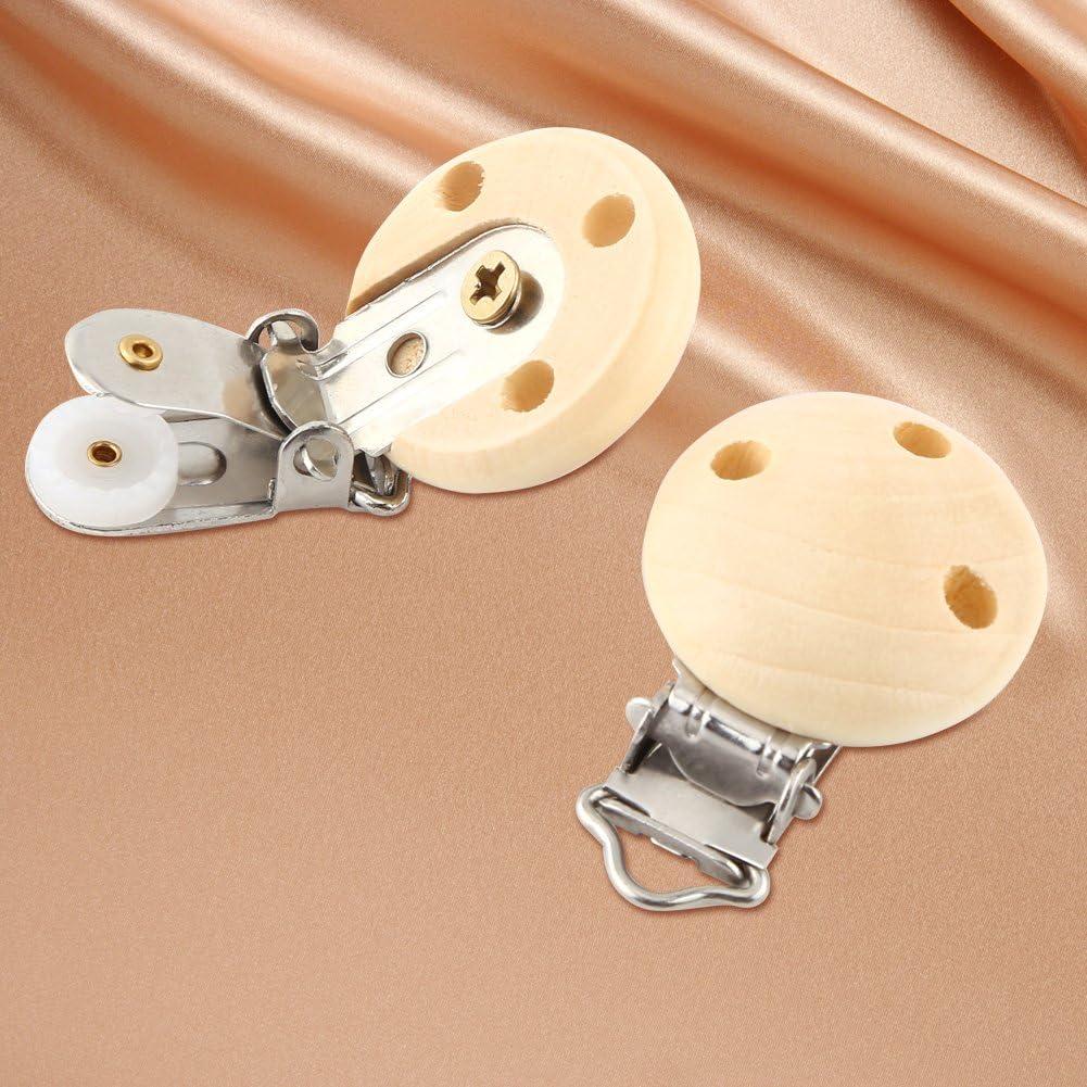 10 Round Natural Wood Pacifier Clips Beech Wood Teething & Toy Holders ...
