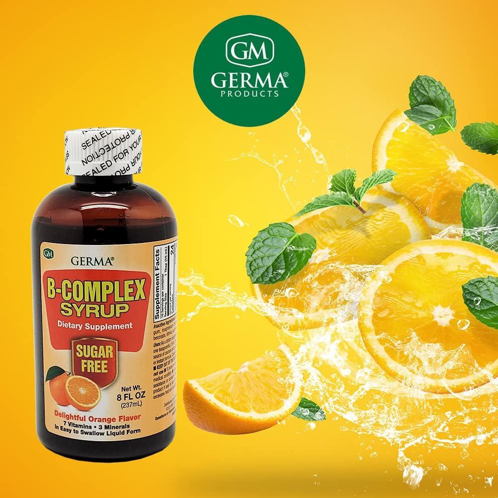 Germa B-Complex Syrup 8 oz - Sugar Free Dietary Supplement for Bone ...