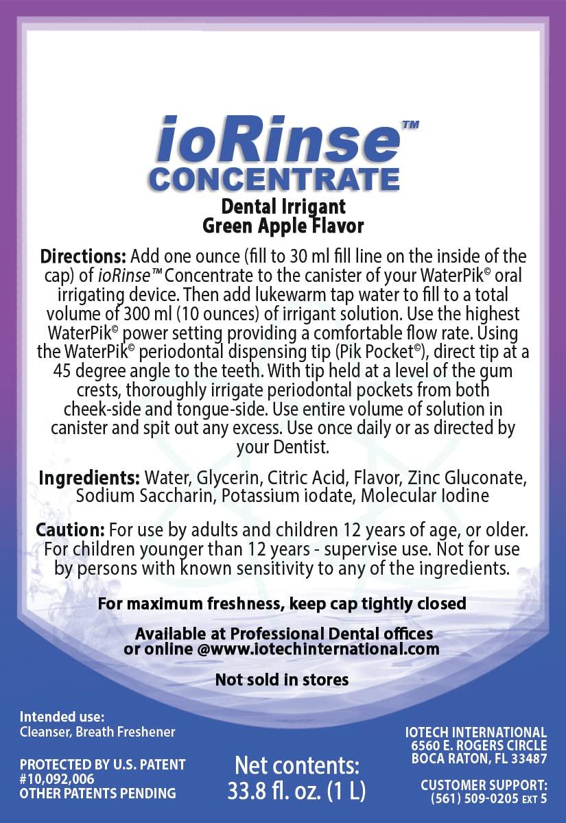 Iotech ioRinse Dental Irrigating Solution - Concentrated, Alcohol-Free ...