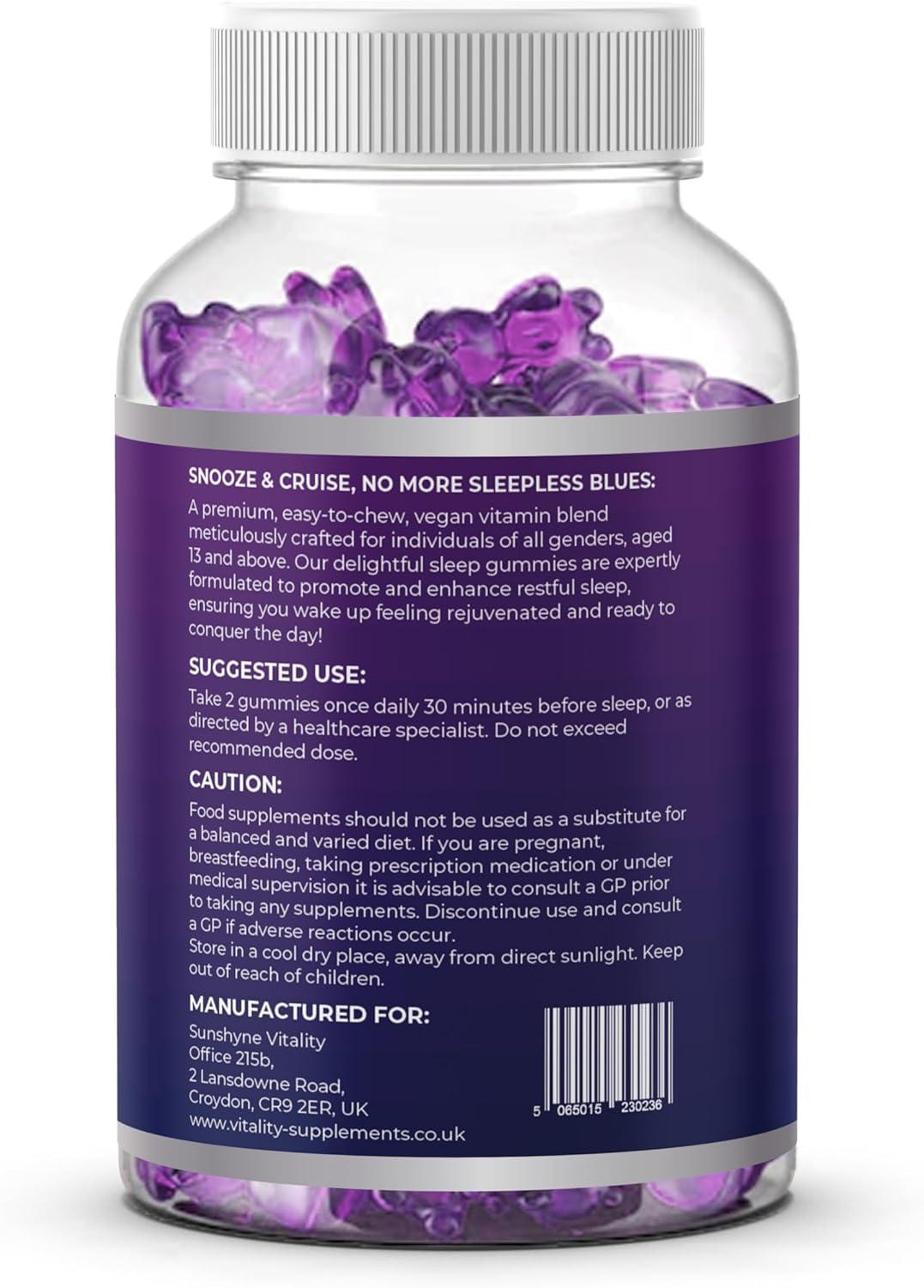 Valerian Root & L-Theanine Sleep Aid Gummies - Non-Habit Forming, Vegan ...