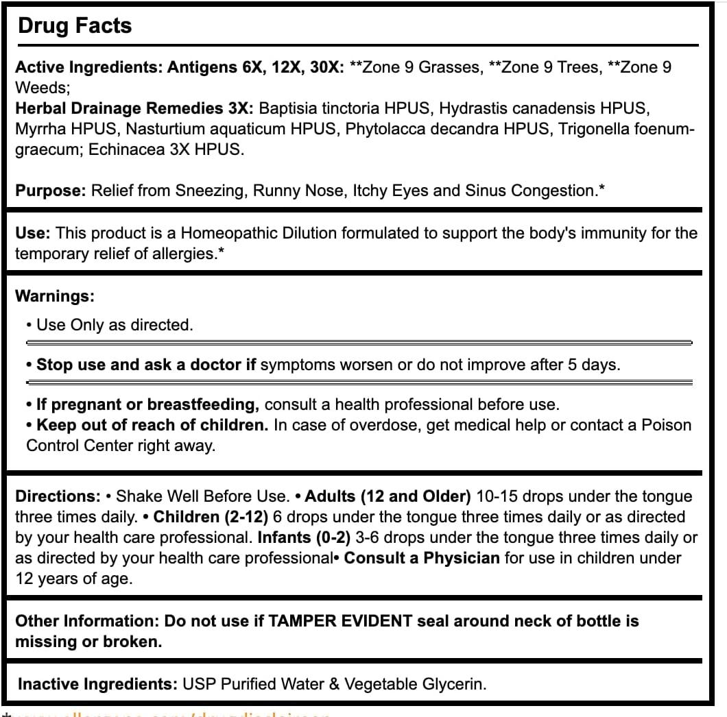 Progena Allergena Zone 9 for Kids - 1 Fl Oz | Natural Allergy Relief ...