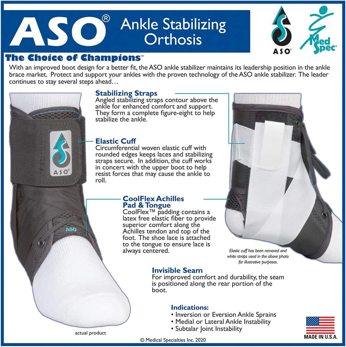 Med Spec ASO Ankle Stabilizer Medium Black - Best Support for Active ...