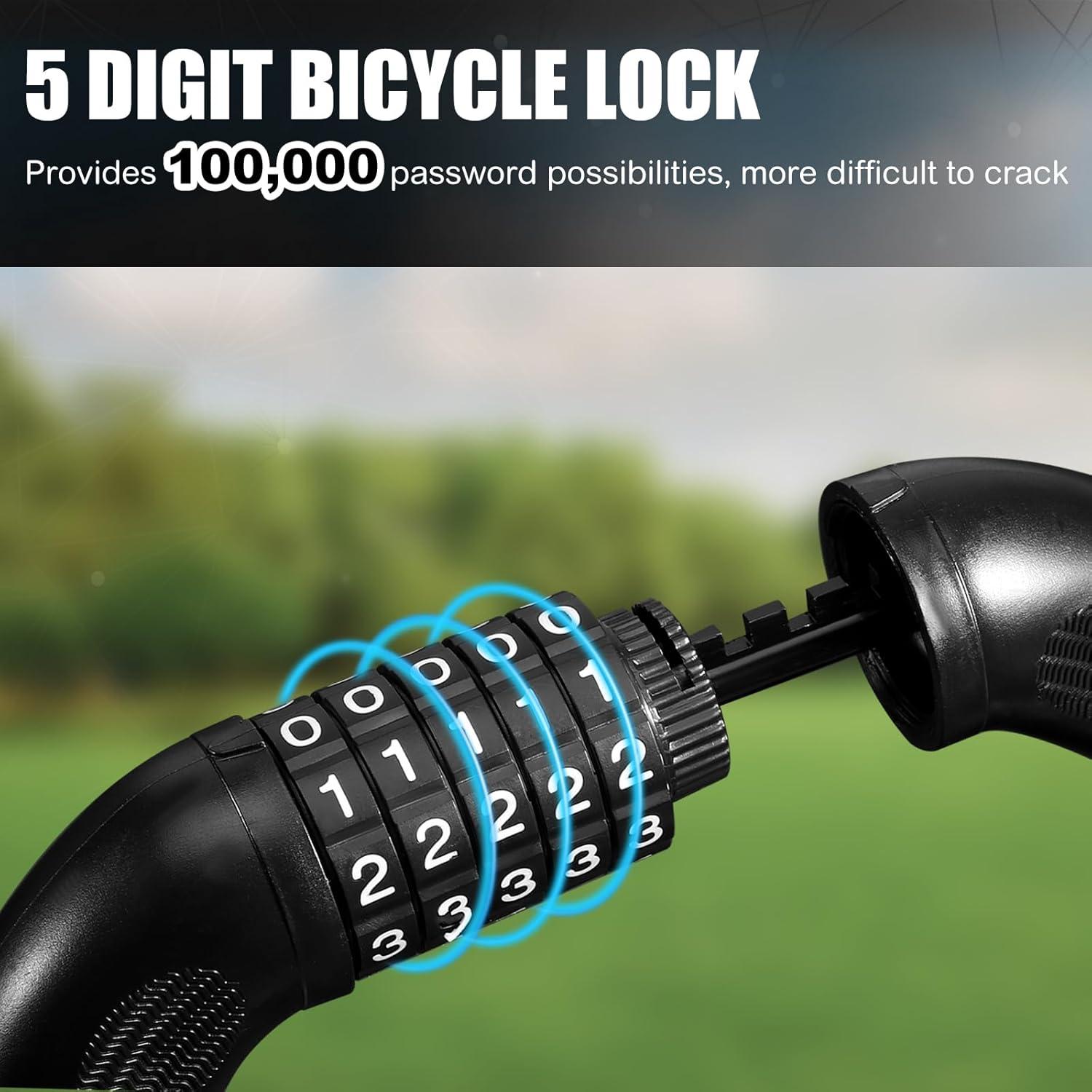 High-Security 5-Digit Number Lock Chain Bicycle Lock - 7x900mm for ...