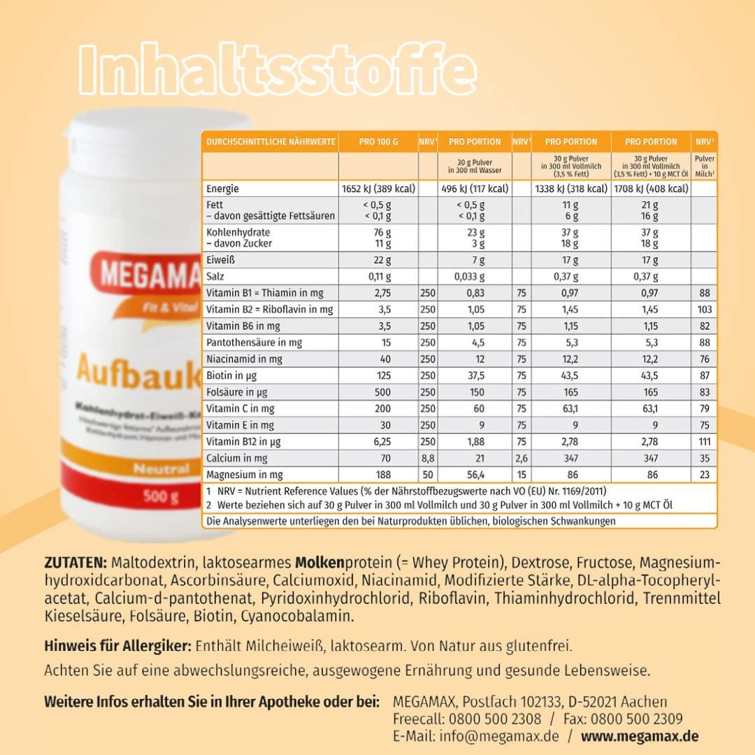 Megamax Building Food 500g - High-Caloric Astronaut Food for Weight ...