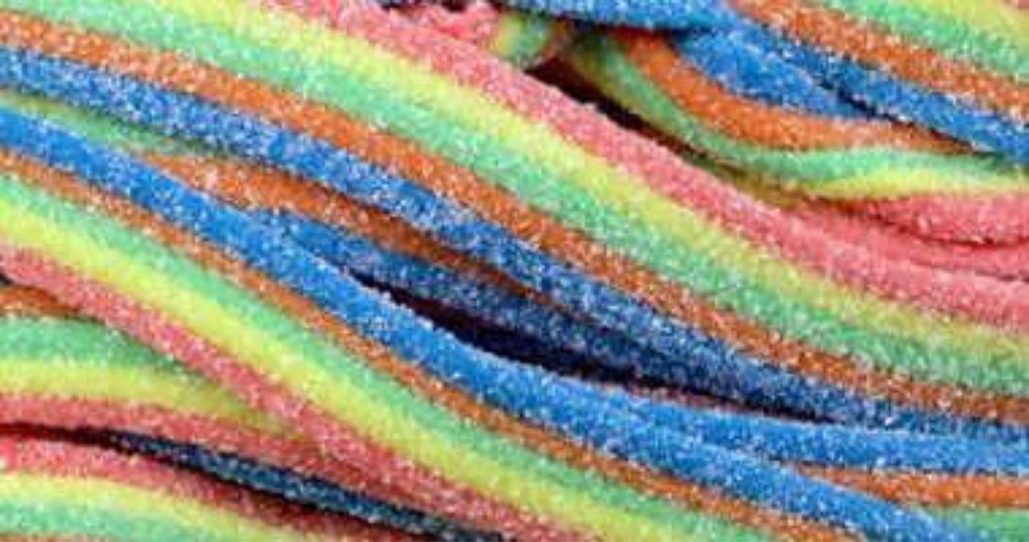 Long Fizzy Fruity Rainbow Belt Sweets HALAL (200g) | Buy Now with ...