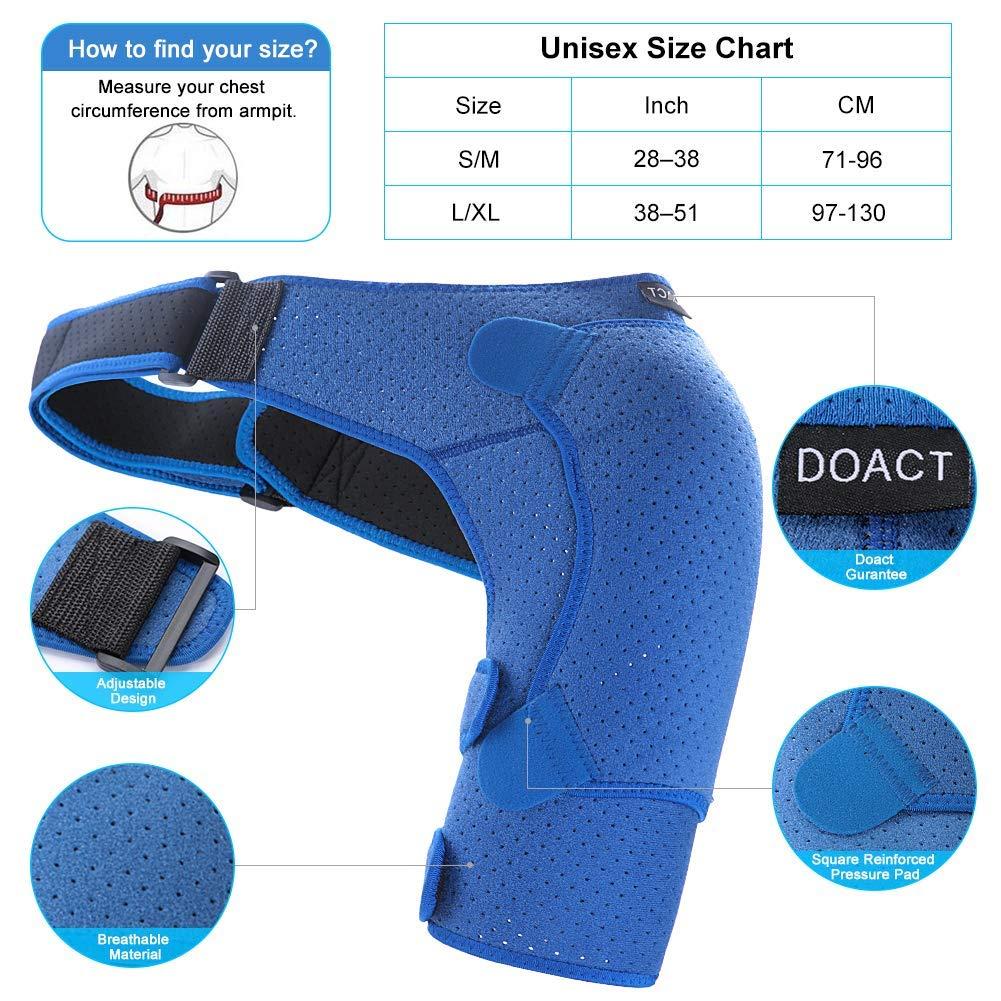Rotator Cuff Shoulder Brace Support - Unisex, Blue, L/XL (Chest 38-51in ...