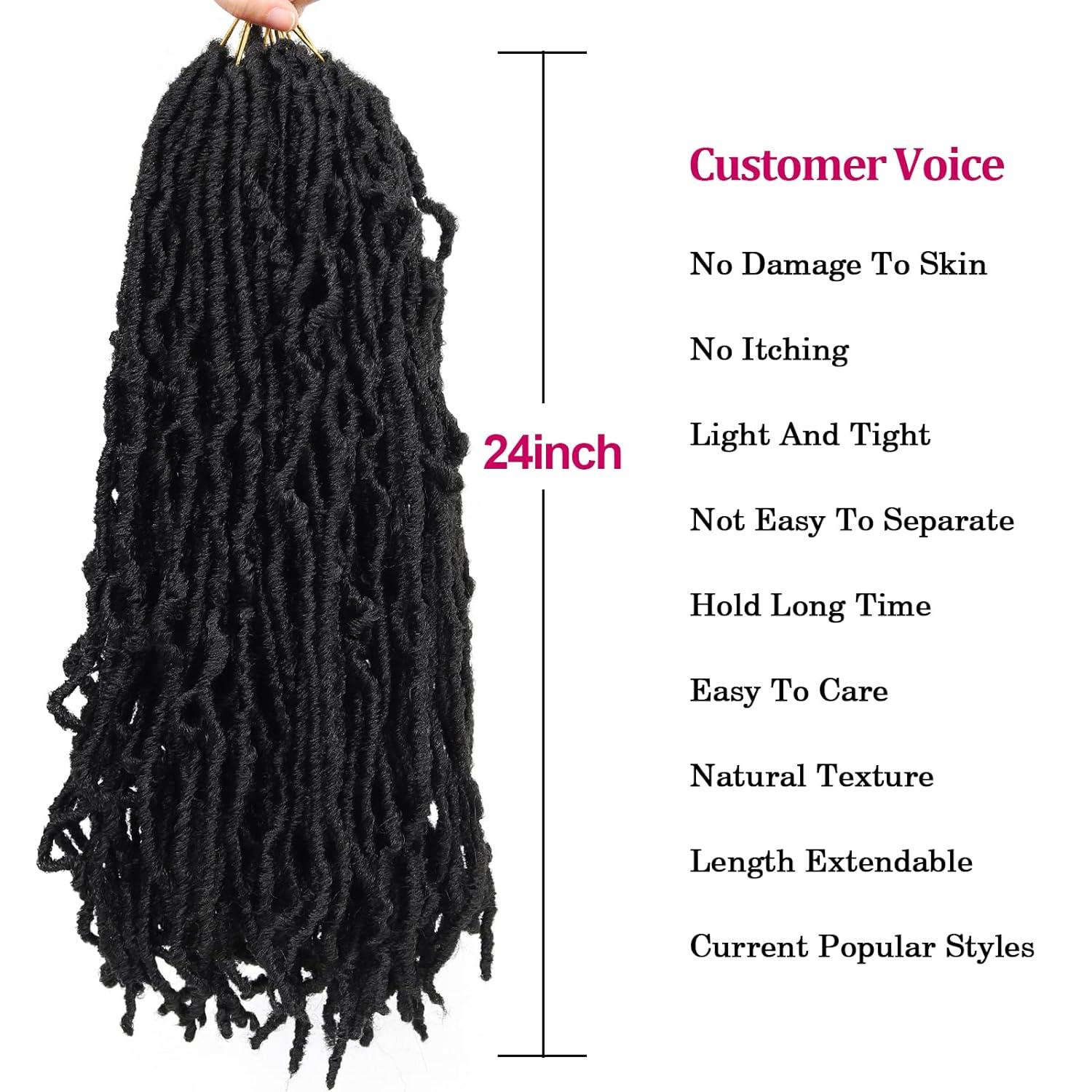 Soft Locs 24 Inch Faux Crochet Hair 6 Packs Pre-looped Nature Color 1B ...