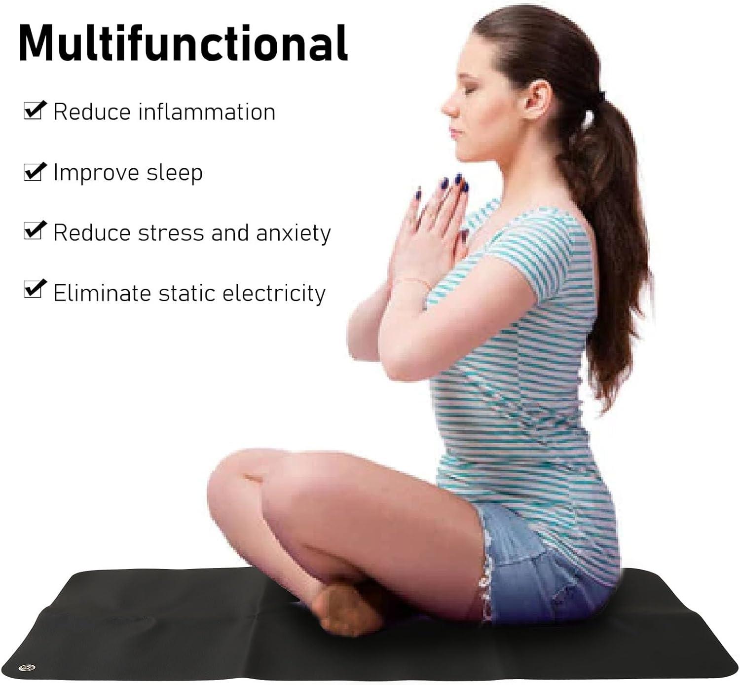 Premium Grounding Yoga Mat 11.81 x 26.77 Inch - Enhance Energy Sleep ...