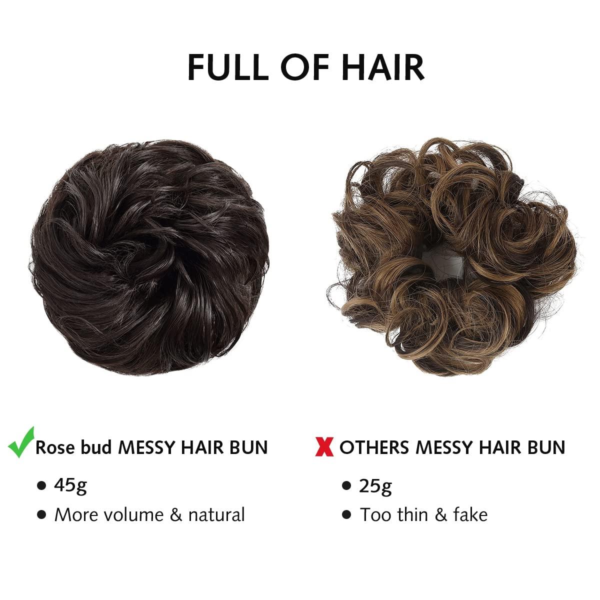 Dark Brown Rose Bud Messy Bun Hair Extension for Women - Updo Curly ...