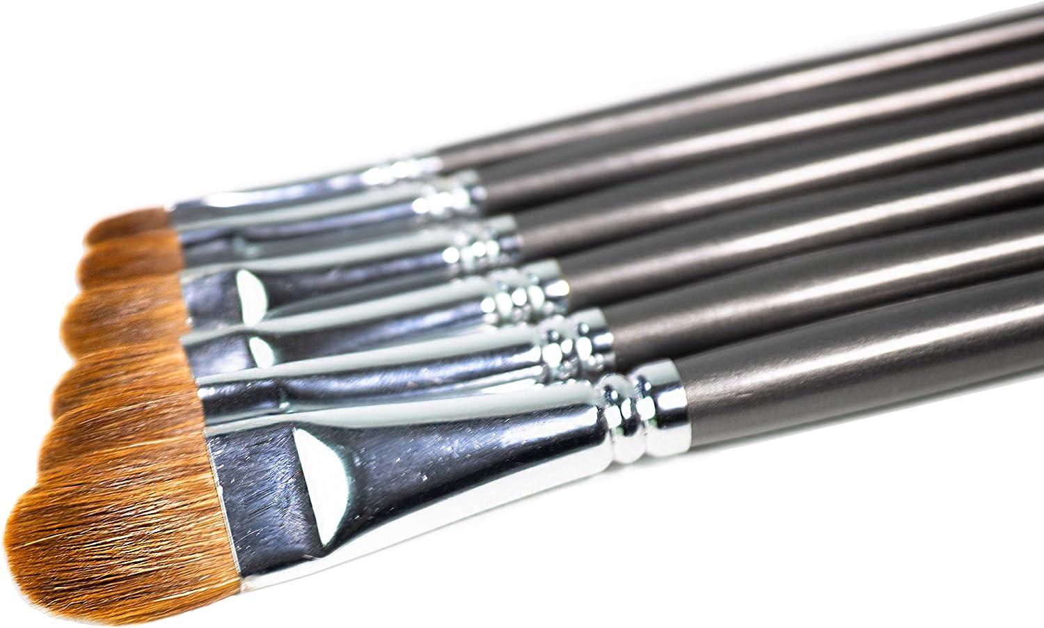 Premium Red Sable Filbert Paint Brushes Set - 6 Brushes for Acrylic ...