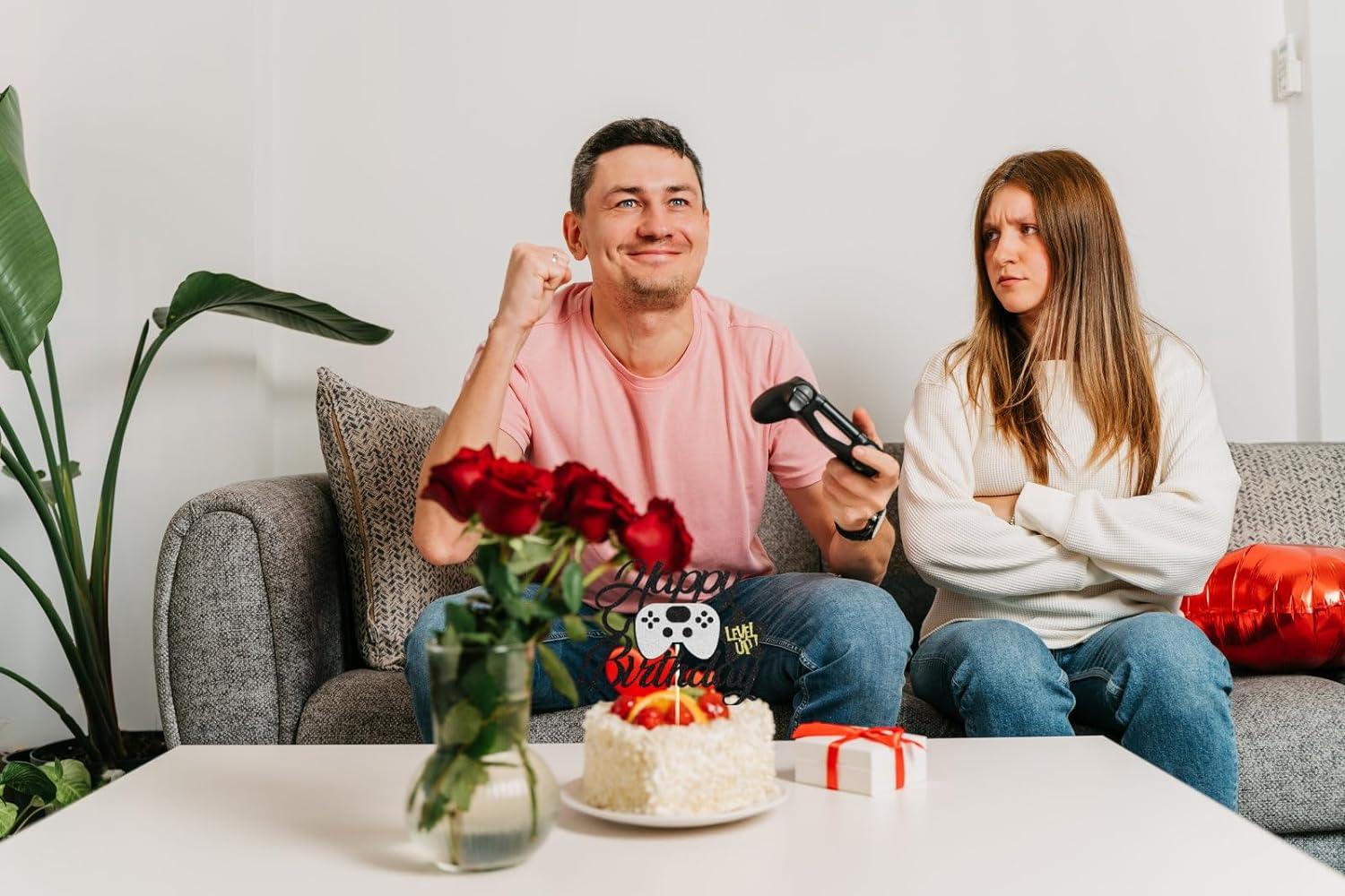 Sumerk 1PC Video Game Happy Birthday Cake Topper Level Up Cake Toppers ...