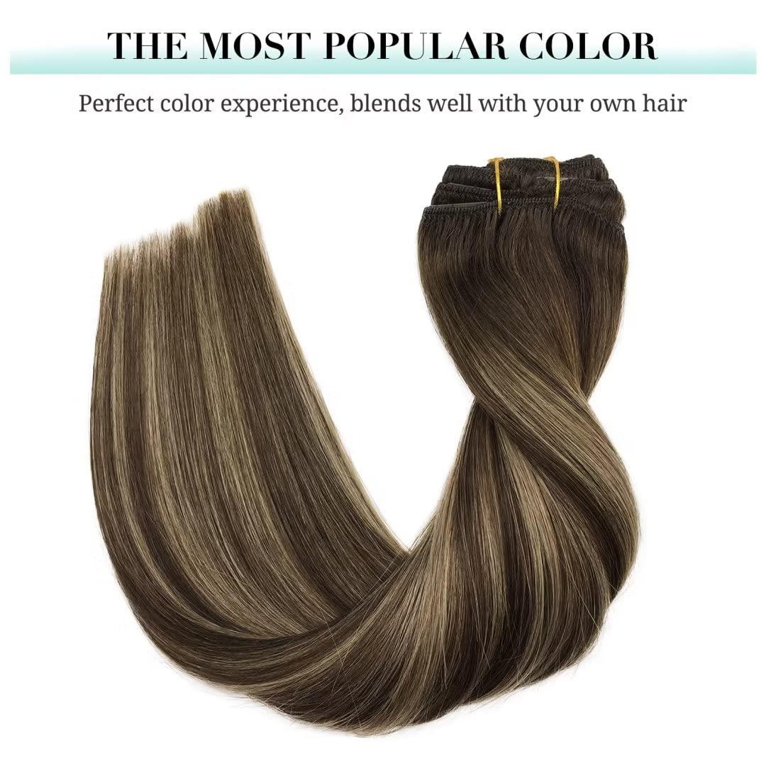 Doores Real Hair Extensions Clip In | Balayage Chocolate Brown to Honey ...