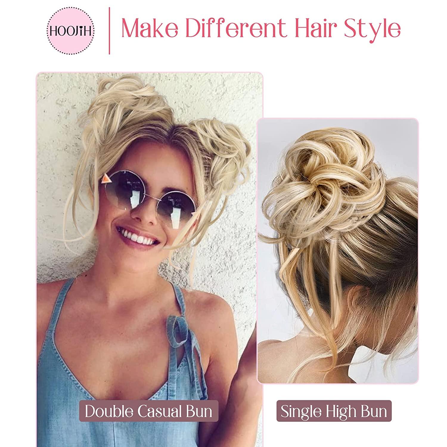 Messy Bun Hair Piece - HOOJIH 2 Pack Wavy Updo Extensions for Women ...