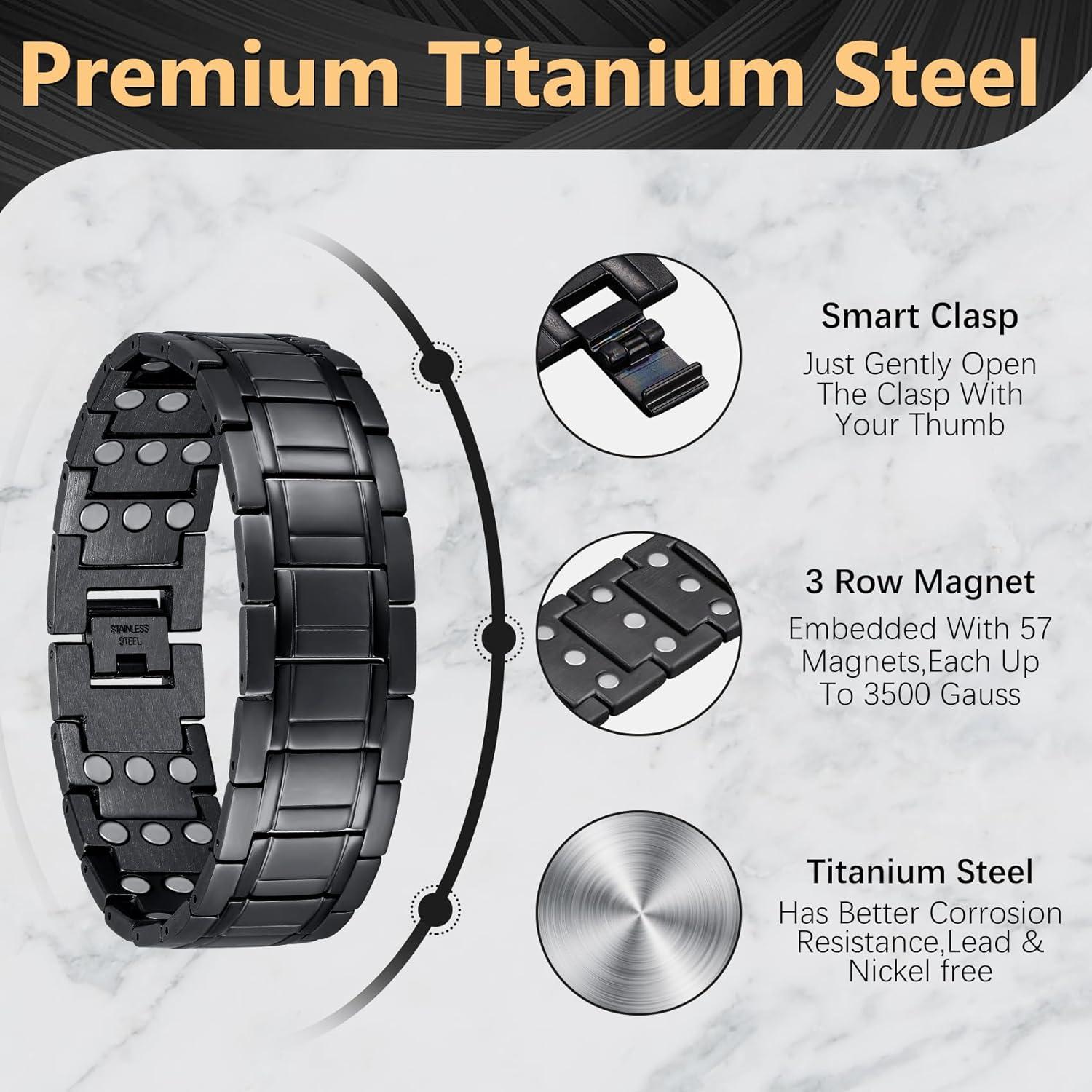 Jeracol Lymph Detox Bracelet Titanium Steel Magnetic 3500 Gauss ...