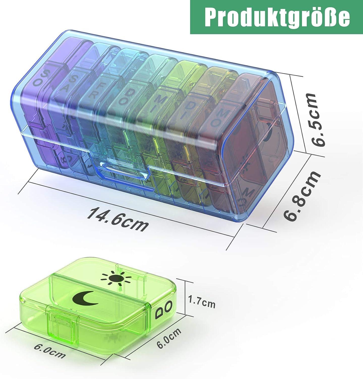 Buy XL 14 Compartment Tablet Box | 7-Day Pill Organizer with Evening ...