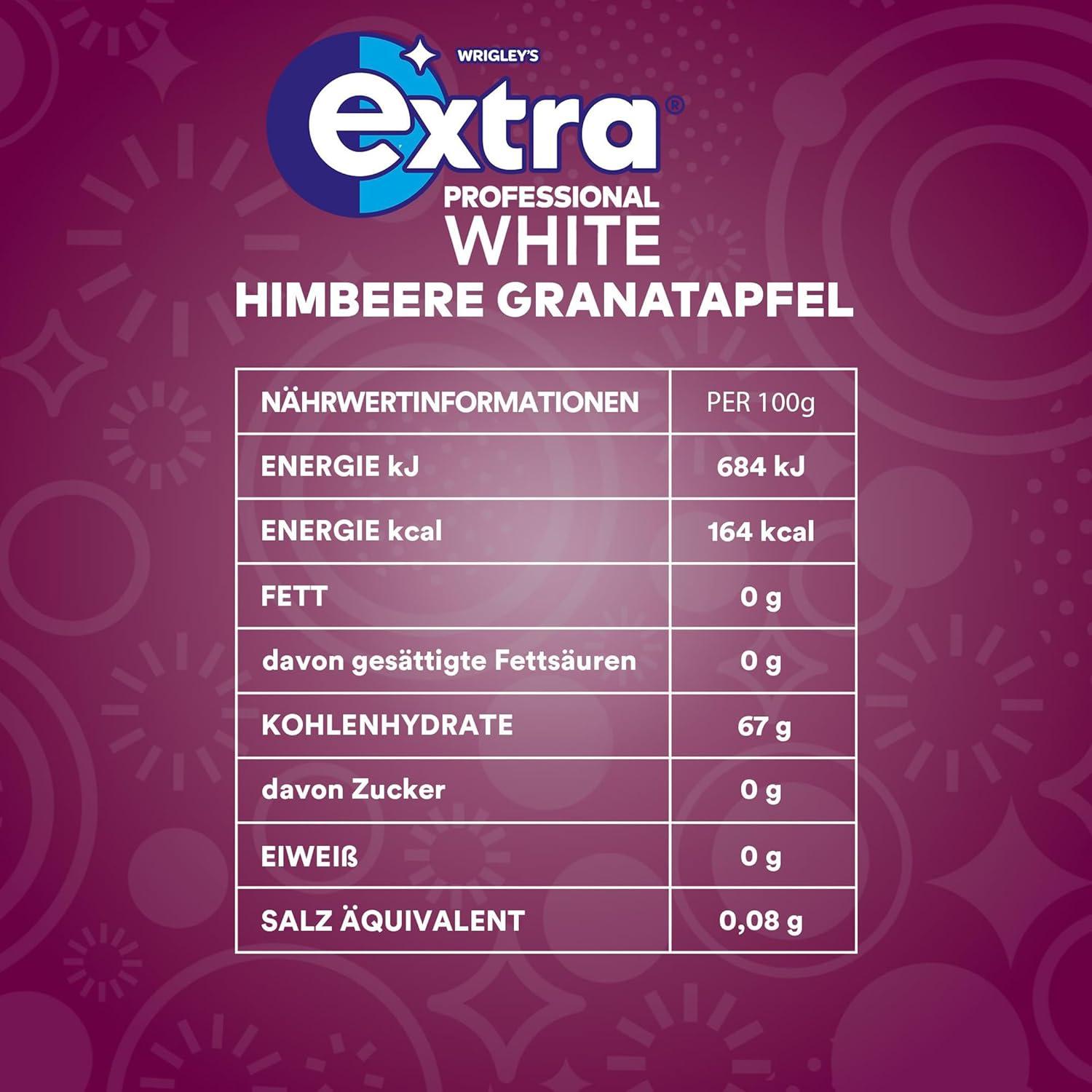 Extra Professional White Raspberry Pomegranate Sugar-Free Gum | 30x10 ...