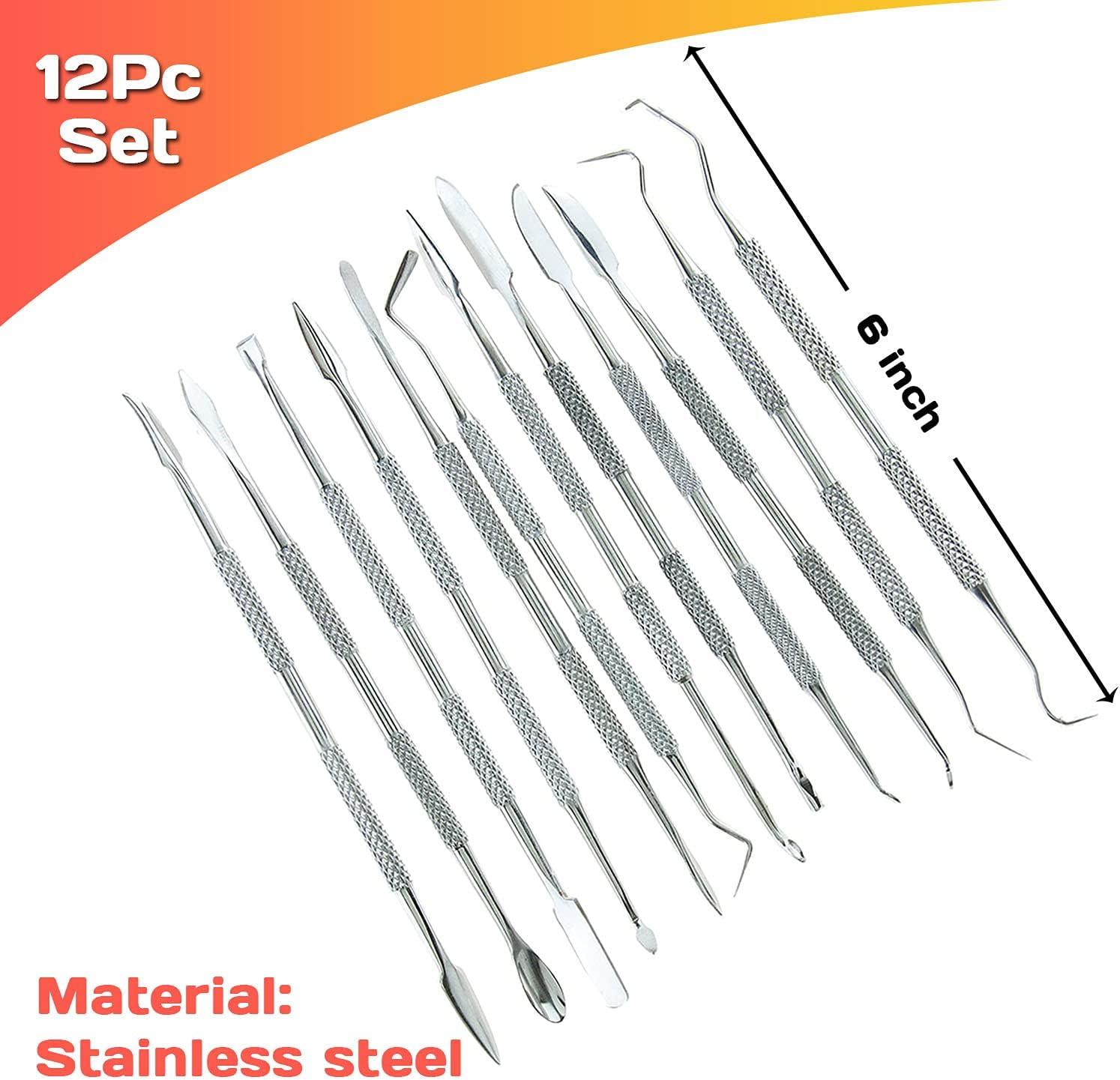 Stainless Steel Wax Carvers Set - Set of 12 Tools for Modeling, Sculpting, and Shaping Clay and ...