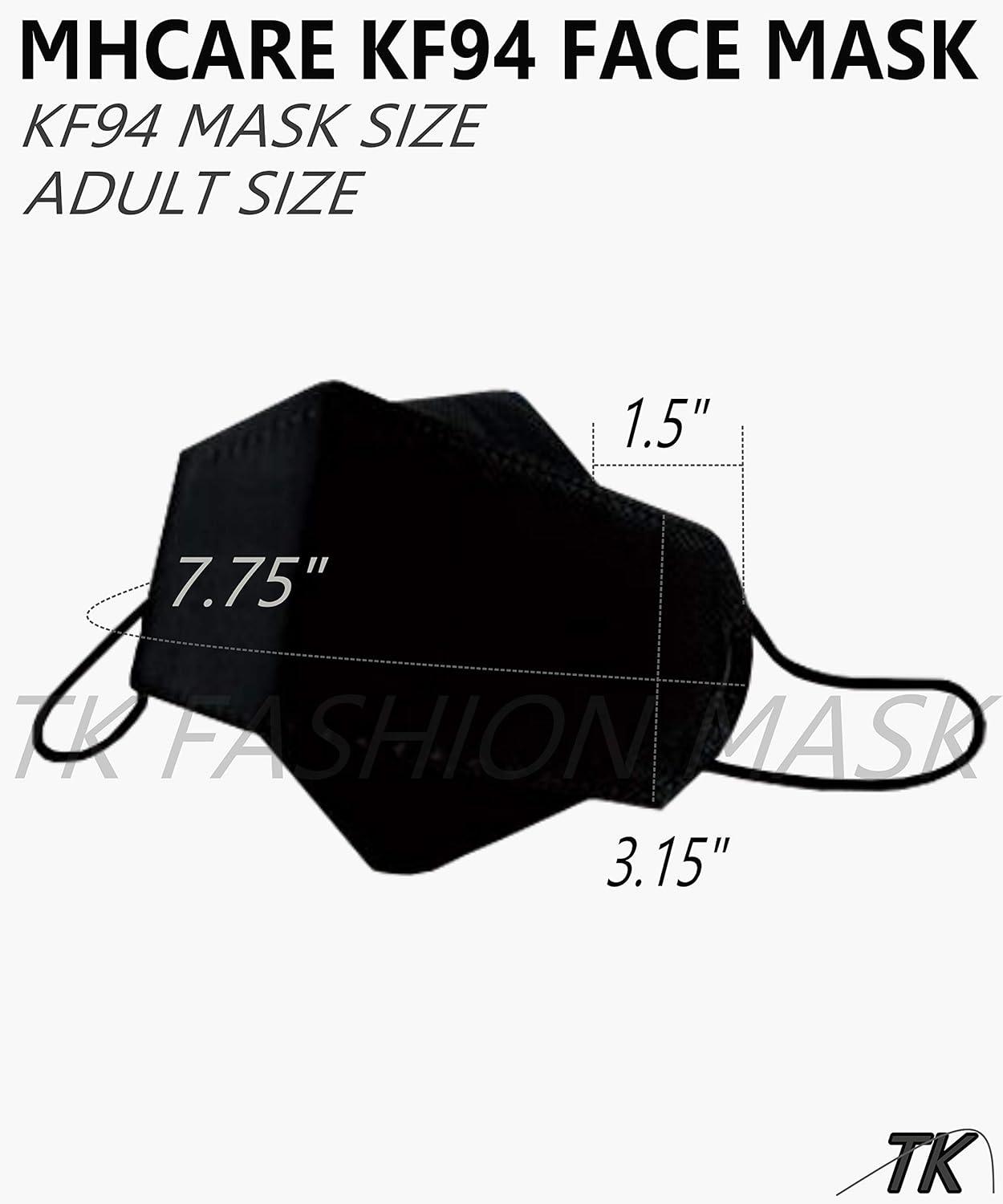 Buy 5 Pack Black Disposable KF-94 Face Masks - Made in Korea Adjustable ...