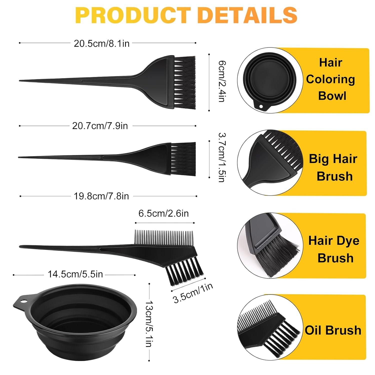 Hair Salon Hair Dye Kit - 4-Part Hair Coloring Set with Brush & Bowl ...
