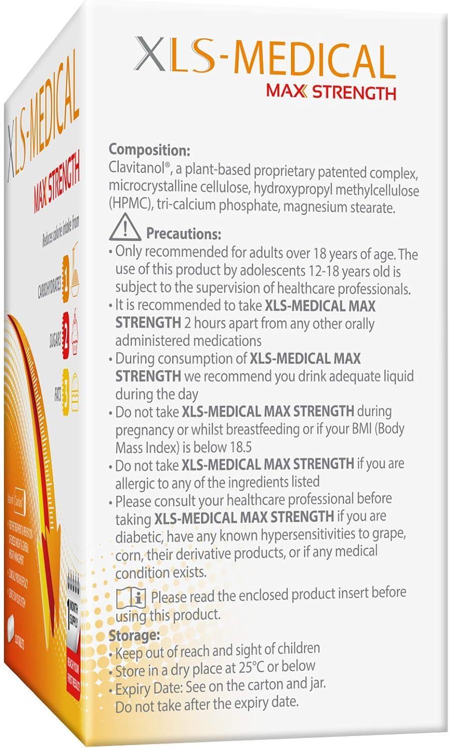 XLS Medical Max Strength Tablets - Weight Loss Aid - 120 Tablets ...