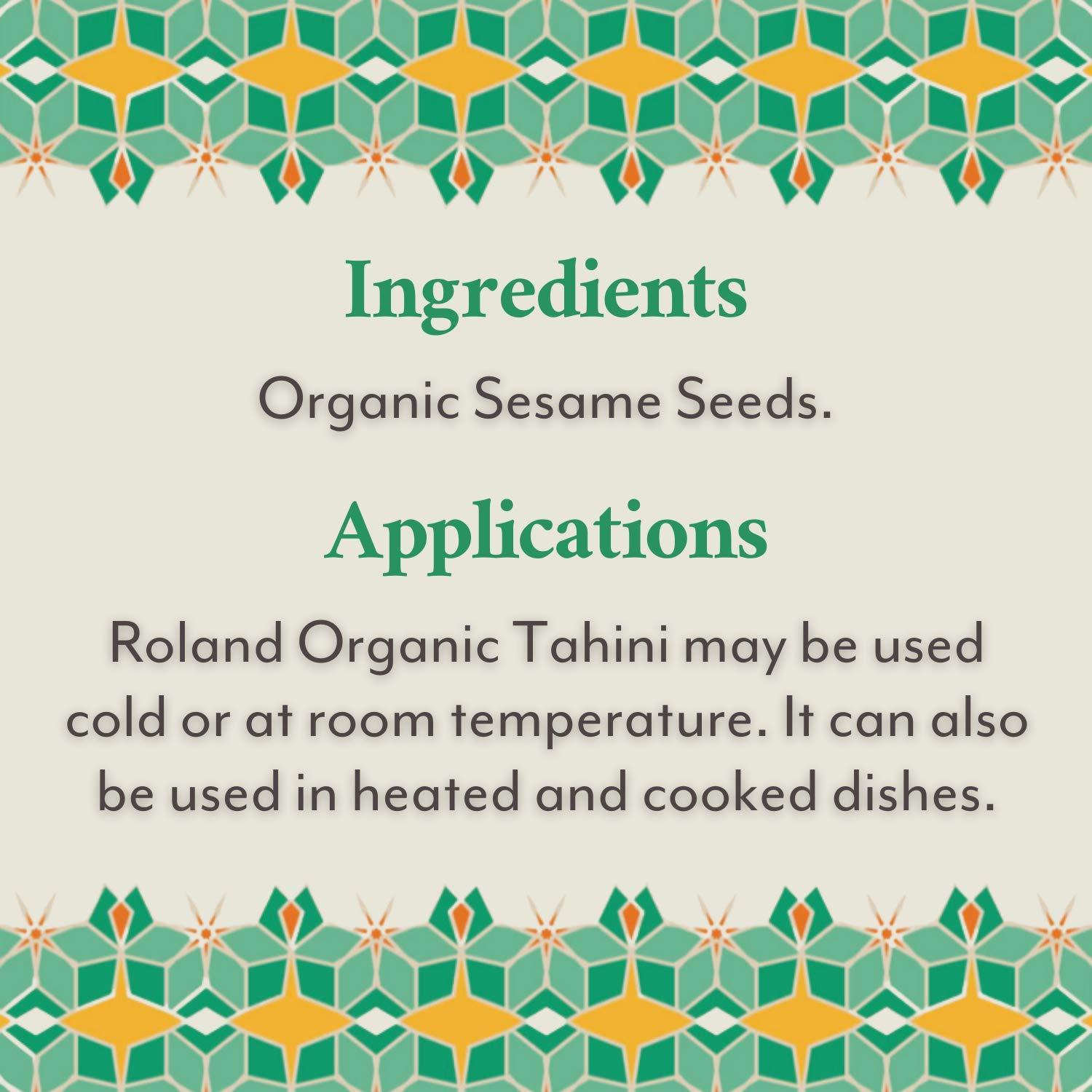 Roland Foods Organic Tahini From Pure Ground Sesame Seed Specialty ...