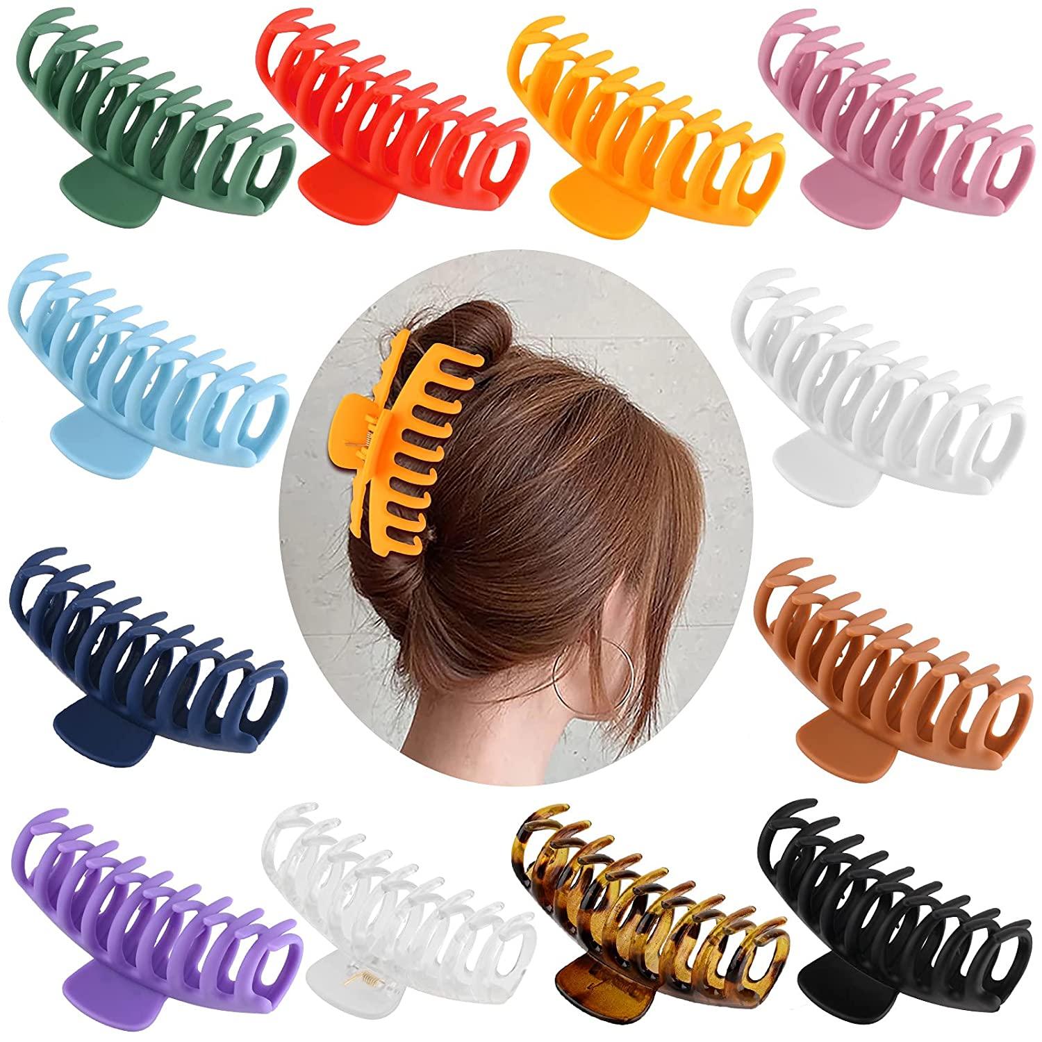 12 Pcs Large Hair Claw Clips - 4.3 Inch Nonslip Big Hair Clamps for ...